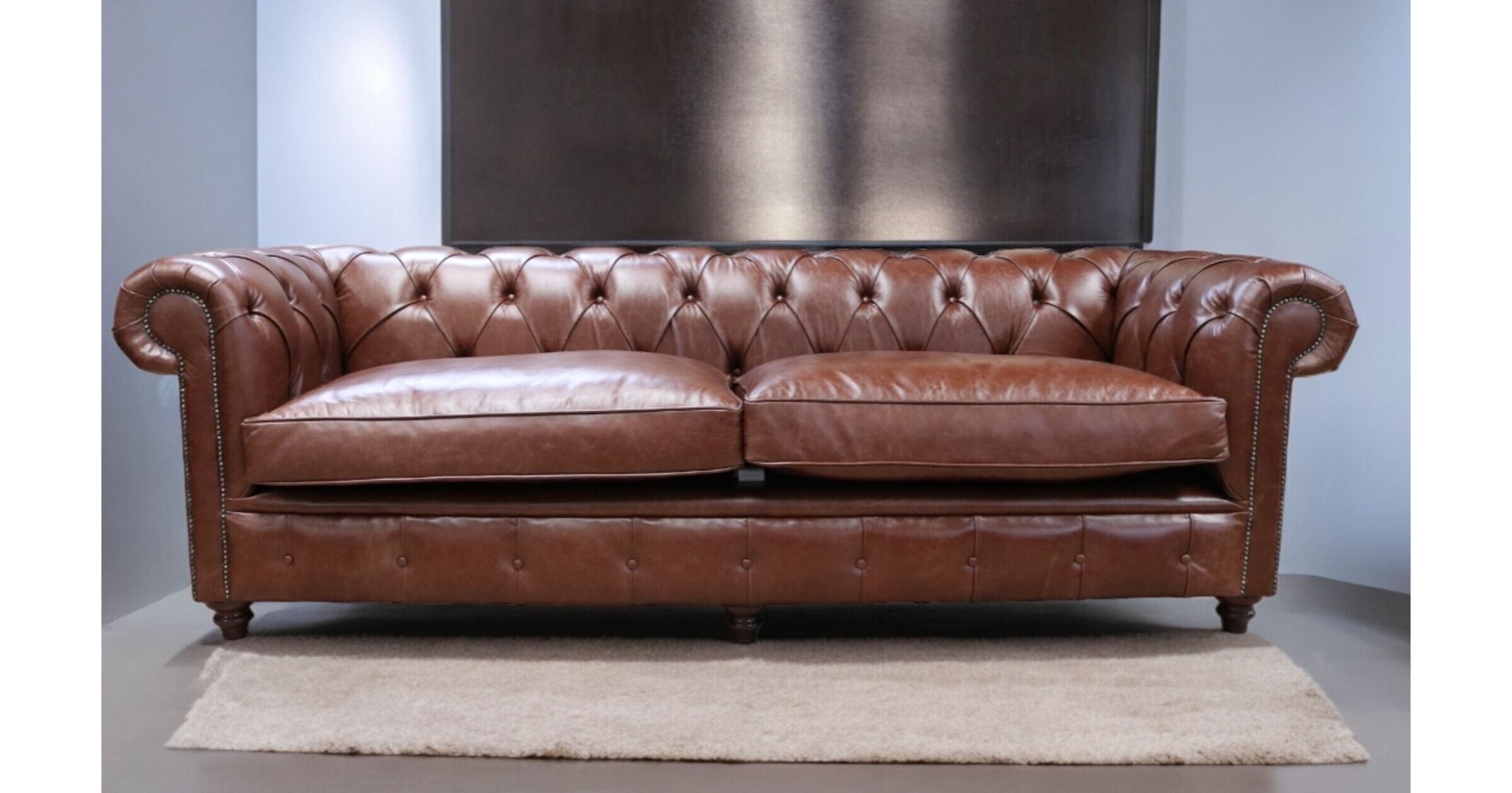 Luxurious Duke 4-Seater Sofa - Hazel Leather