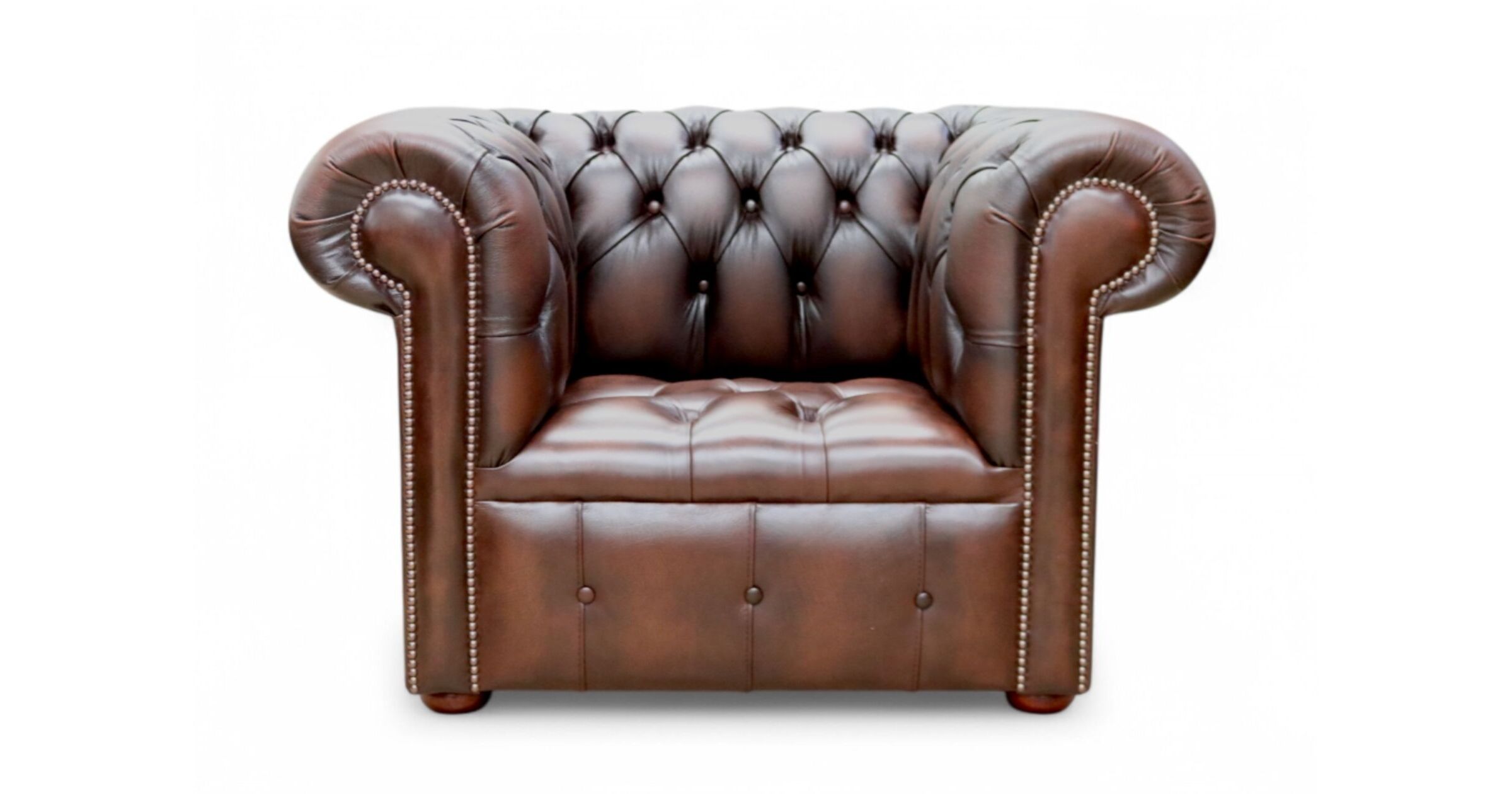 Chesterfield Buttoned Seat Club Chair Antique Brown Leather | Designer ...