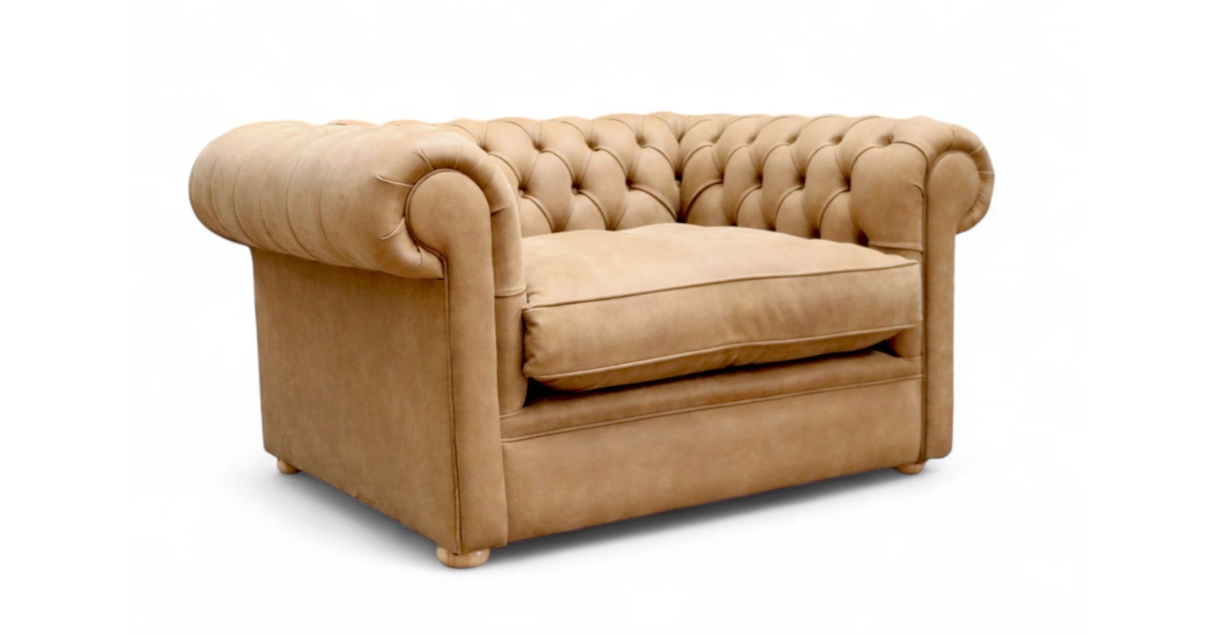 Chesterfield XL Cuddler Alfie Low Back Armchair, Light Tan Leather