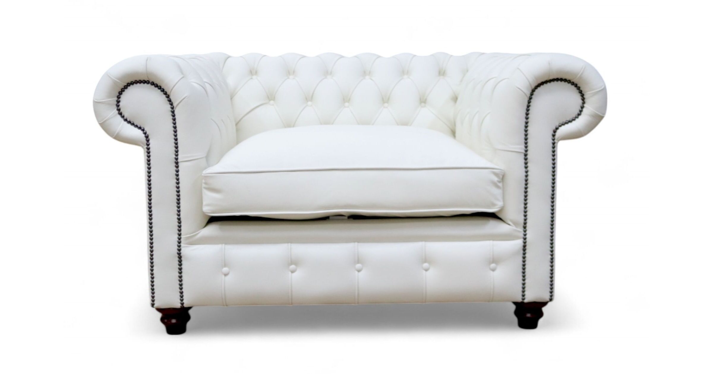 Refined Living Vintage Chesterfield XL Alfie Vele Polar White Armchair