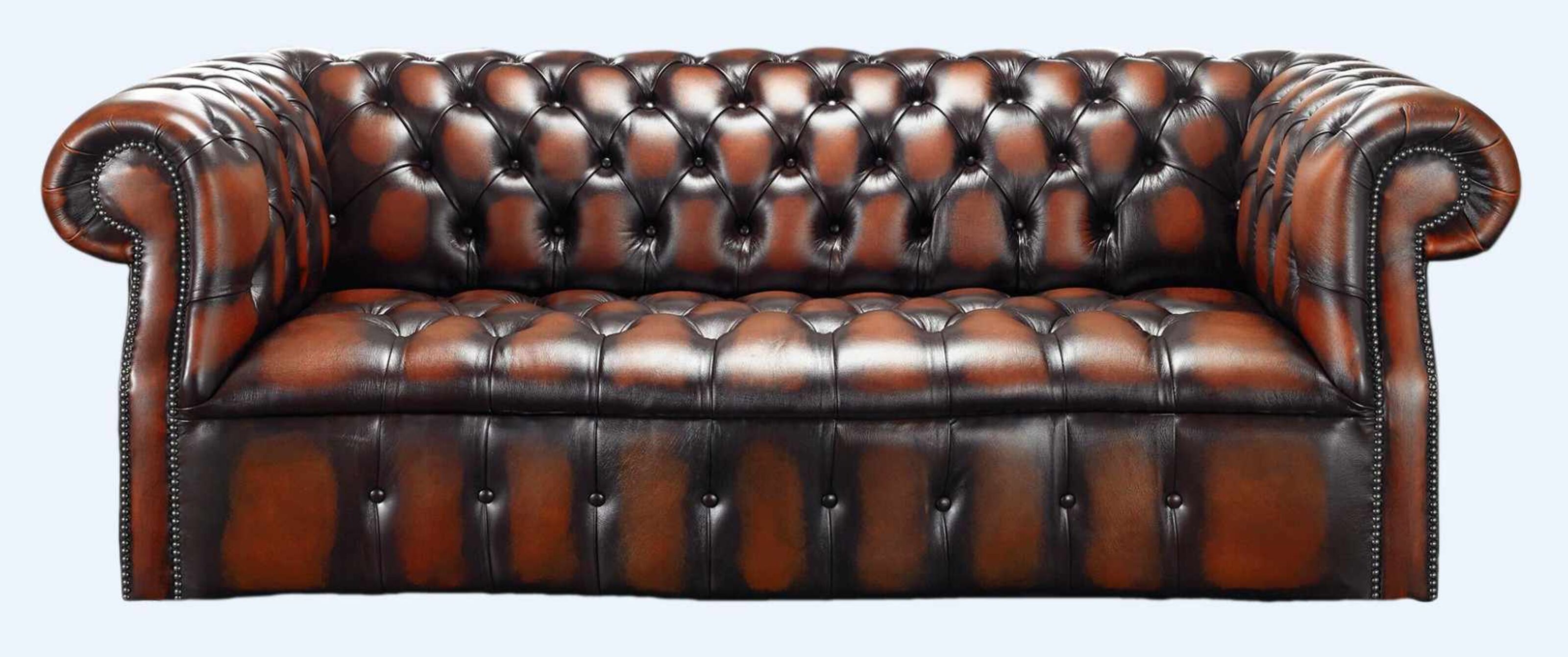 Light Rust antique leather Chesterfield sofa | DesignerSofas4U