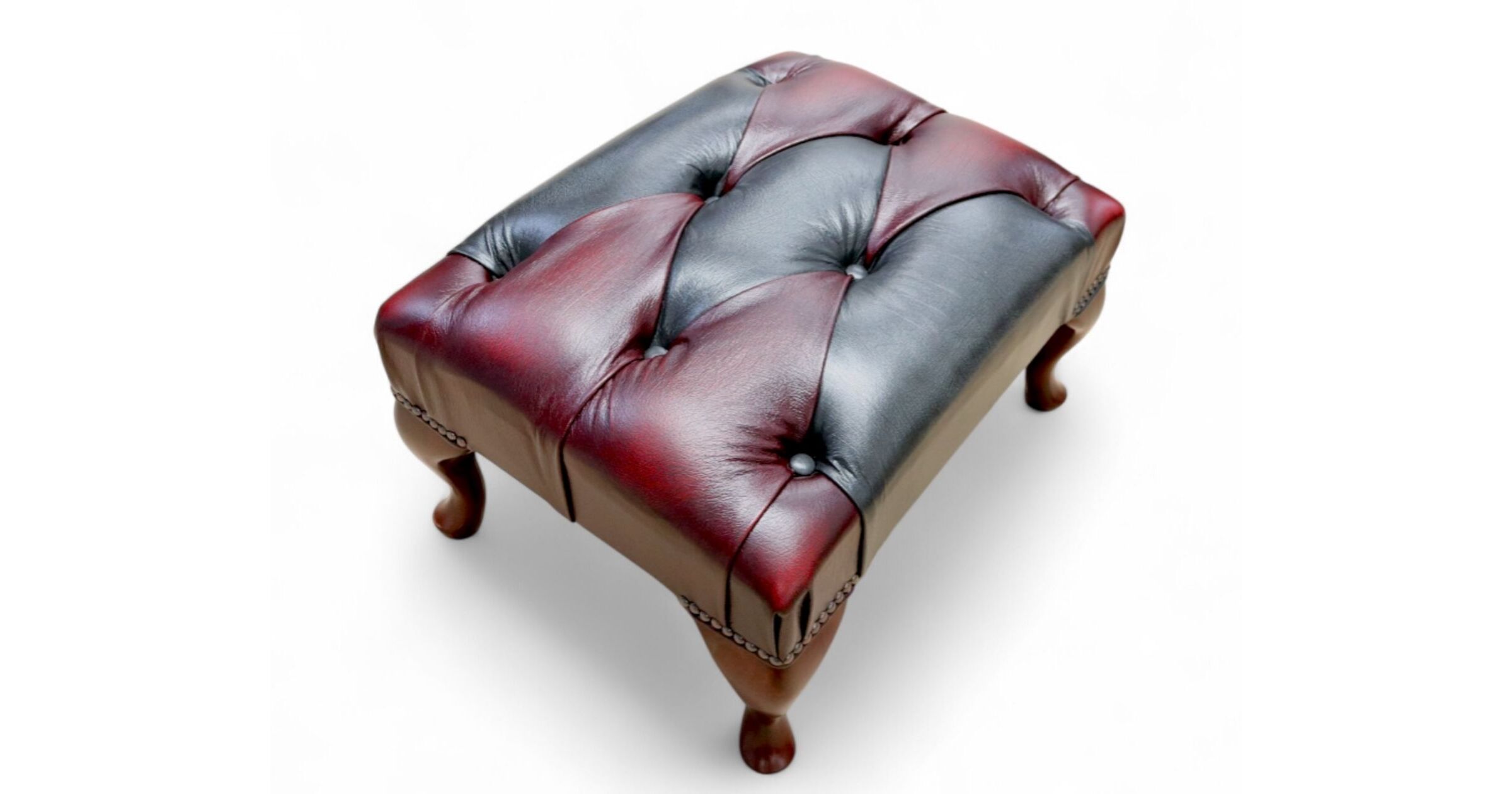 Luxury Chesterfield Duke Devil Queen Anne Leather Footstool