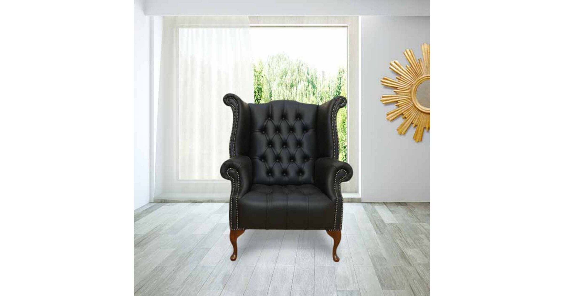 Black Chesterfield Buttoned High Back Wing chair | DesignerSofas4U
