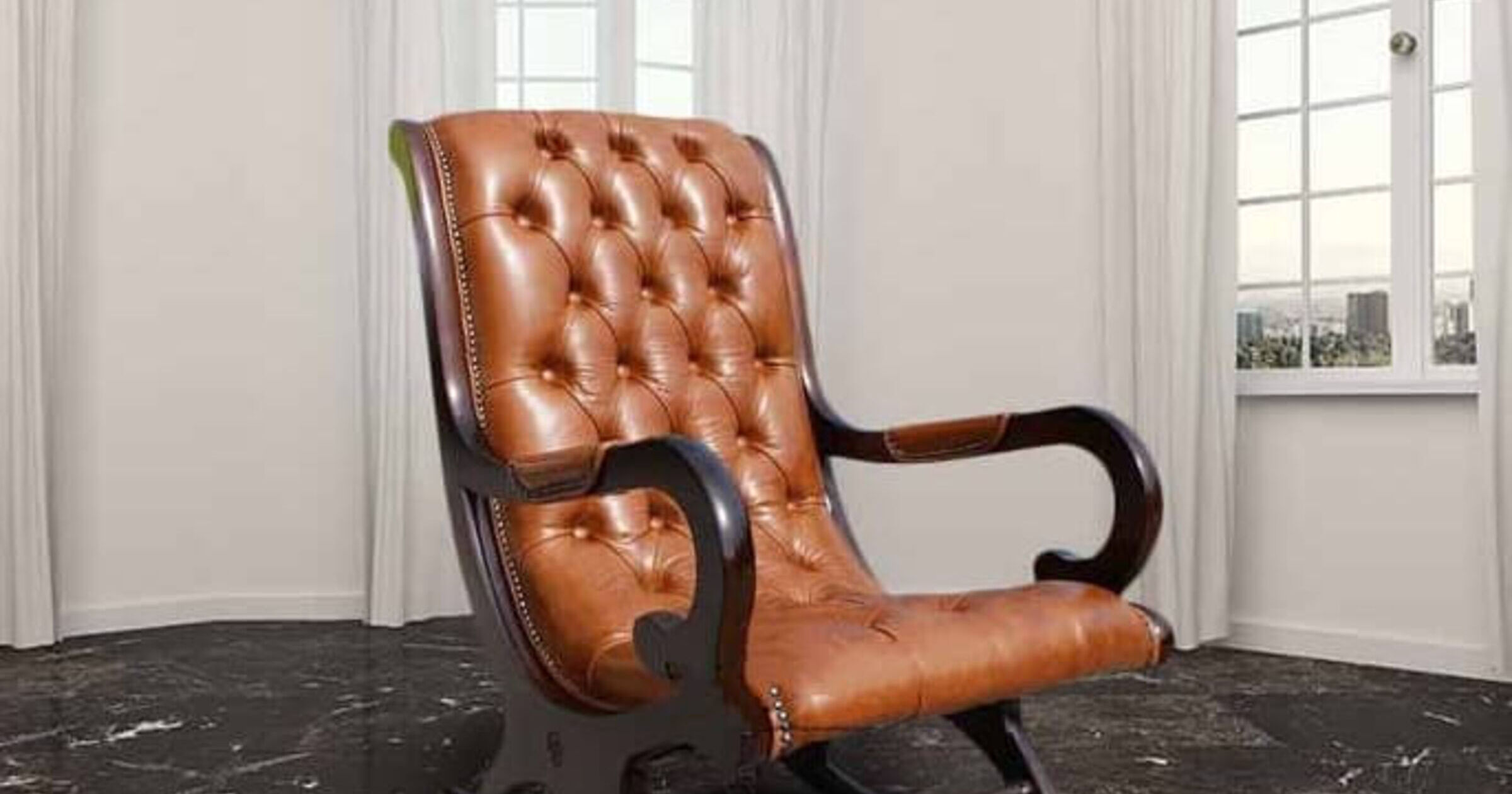 Bruciato Chesterfield York Slipper Rocking chair | DesignerSofas4U