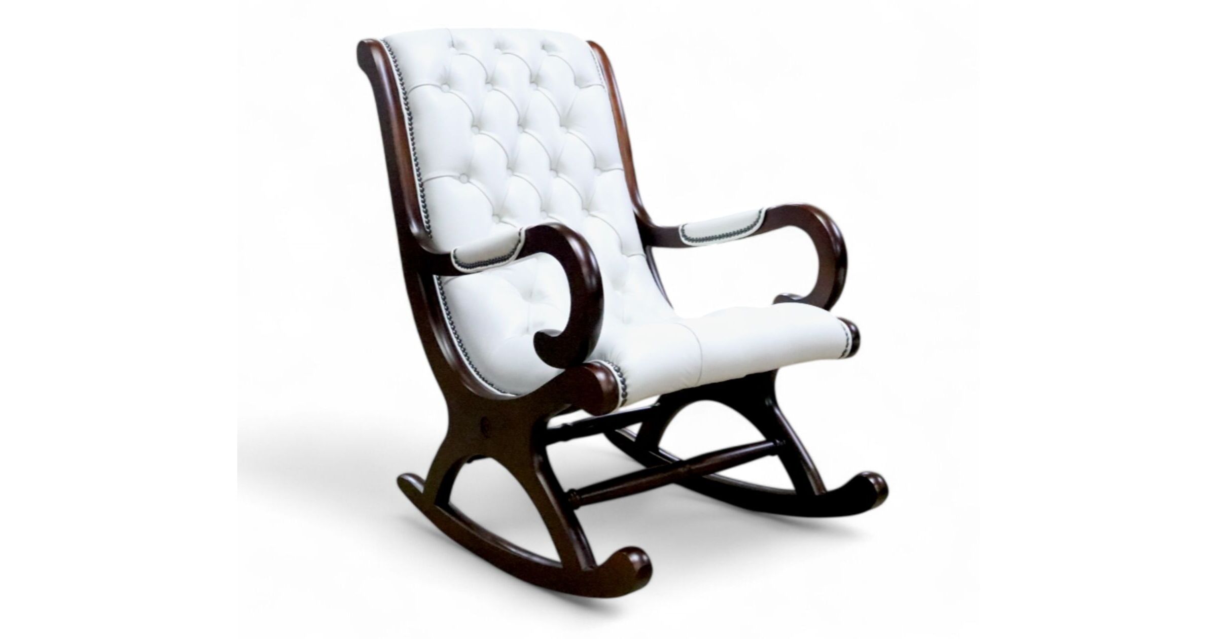 Ghost White Chesterfield York Slipper Rocking chair | DesignerSofas4U