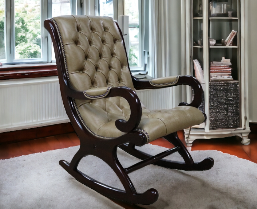 Parchemnt Chesterfield York Slipper Rocking chair | DesignerSofas4U