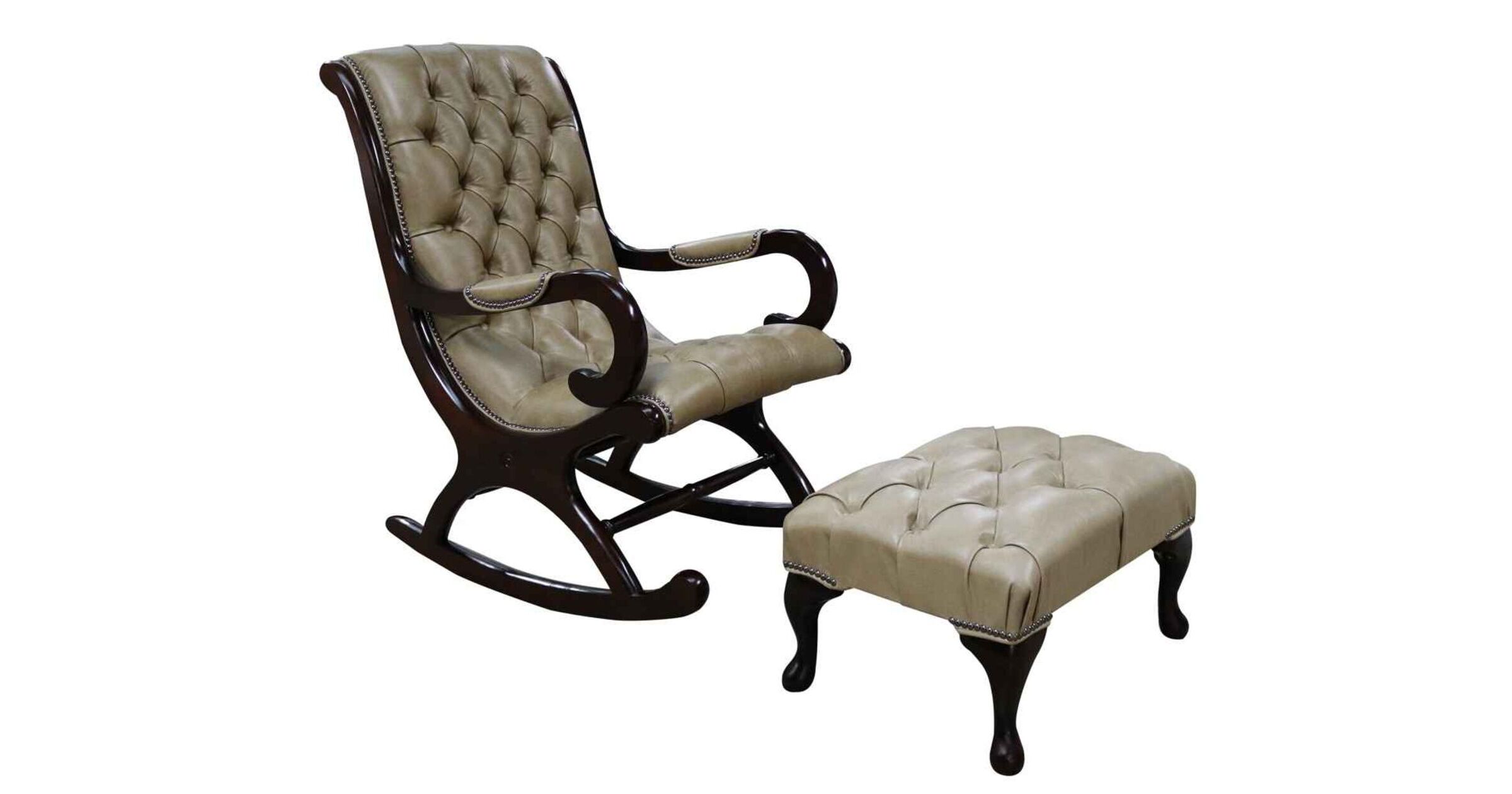 Parchemnt Chesterfield York Slipper Rocking chair With Foostool ...