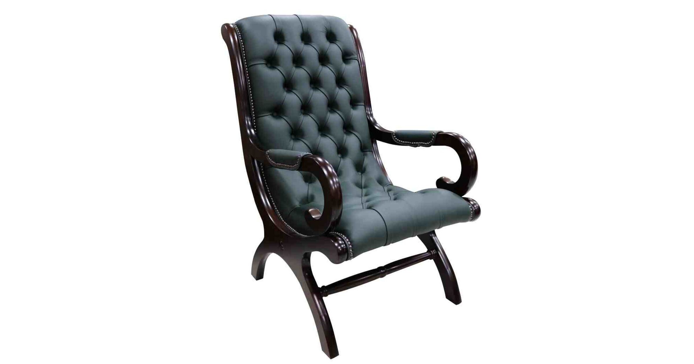 Forest Green Leather Beauty York Slipper Stand Chair by Chesterfield