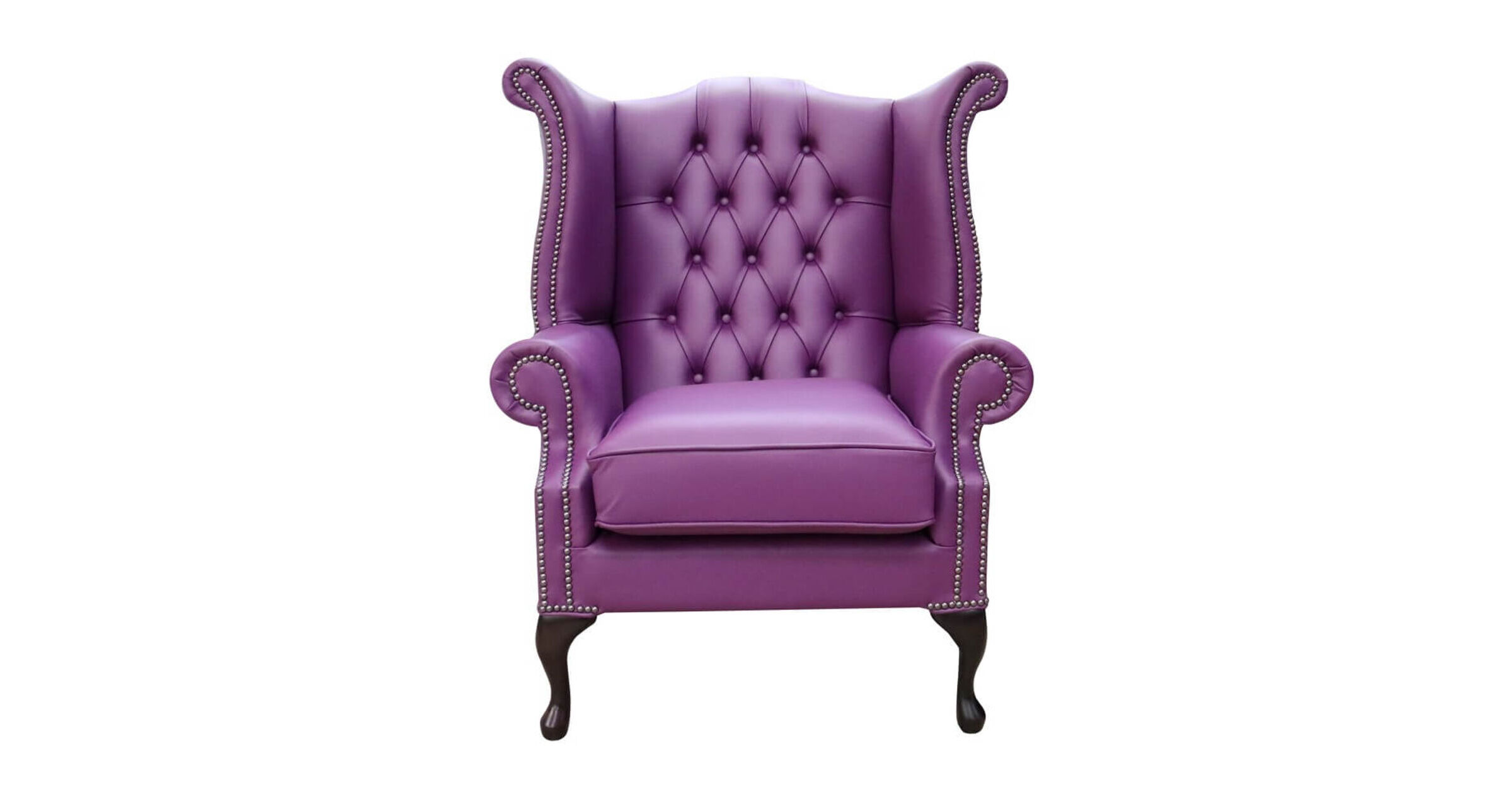 Purple Chesterfield Queen Anne Wing Chair | DesignerSofas4U