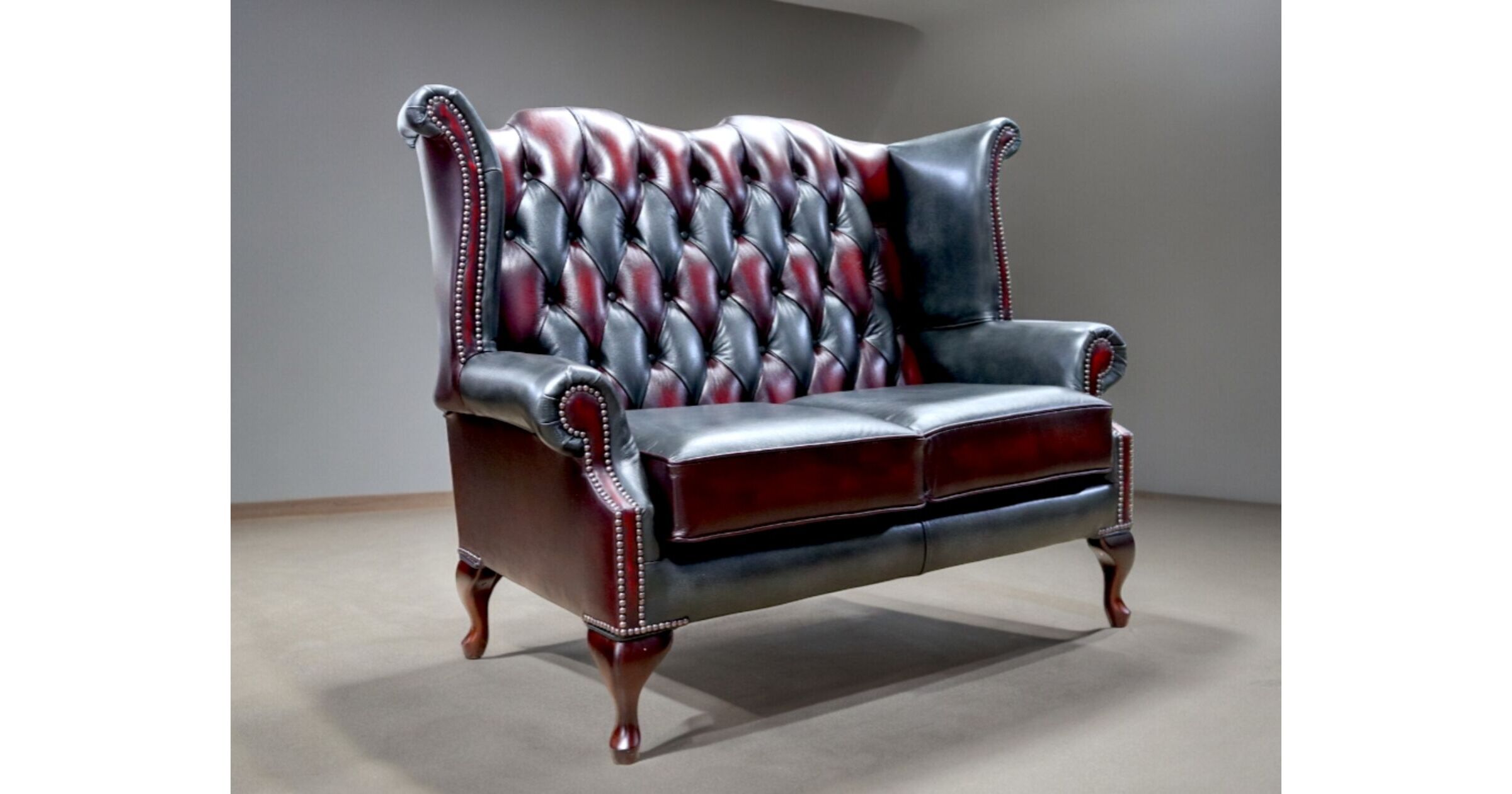 Devil Chesterfield 2-Seater Queen Anne Wing Sofa | Sofas4u