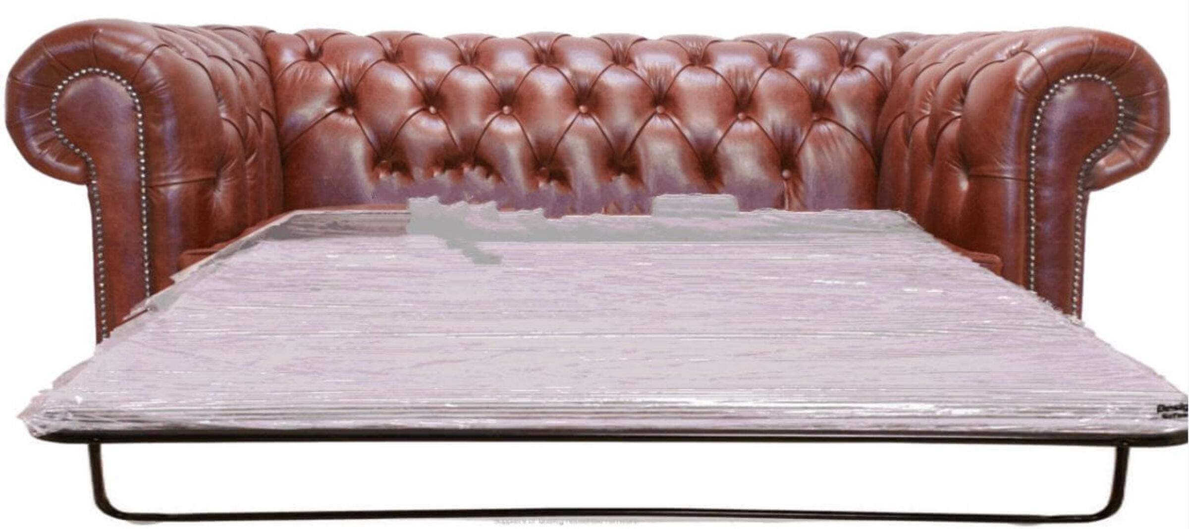 Chestnut leather Chesterfield sofa bed|DesignerSofas4U