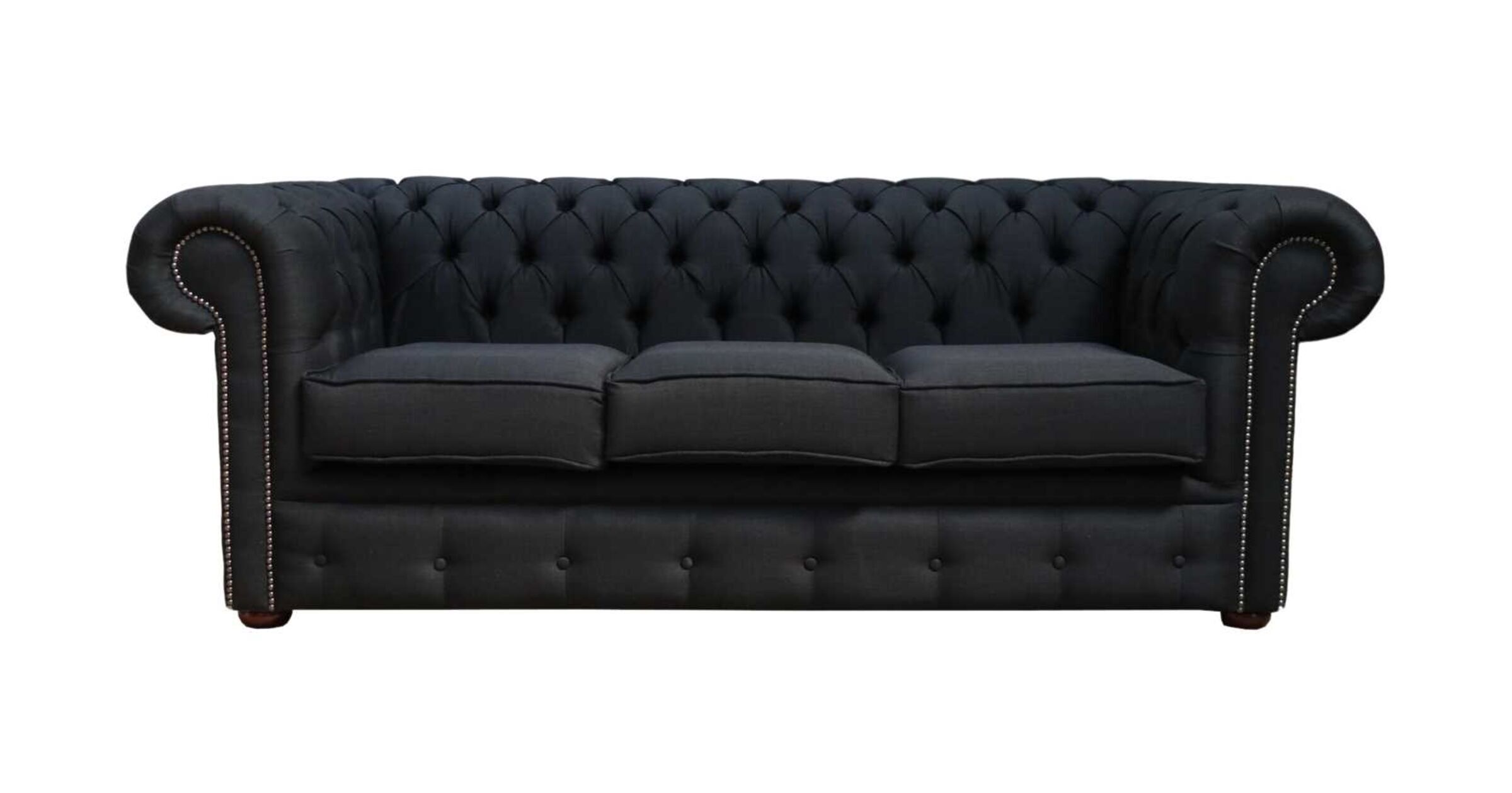 Buy Ebony Chesterfield Linen Fabric 3 Seater Sofa settee | DesignerSofas4U