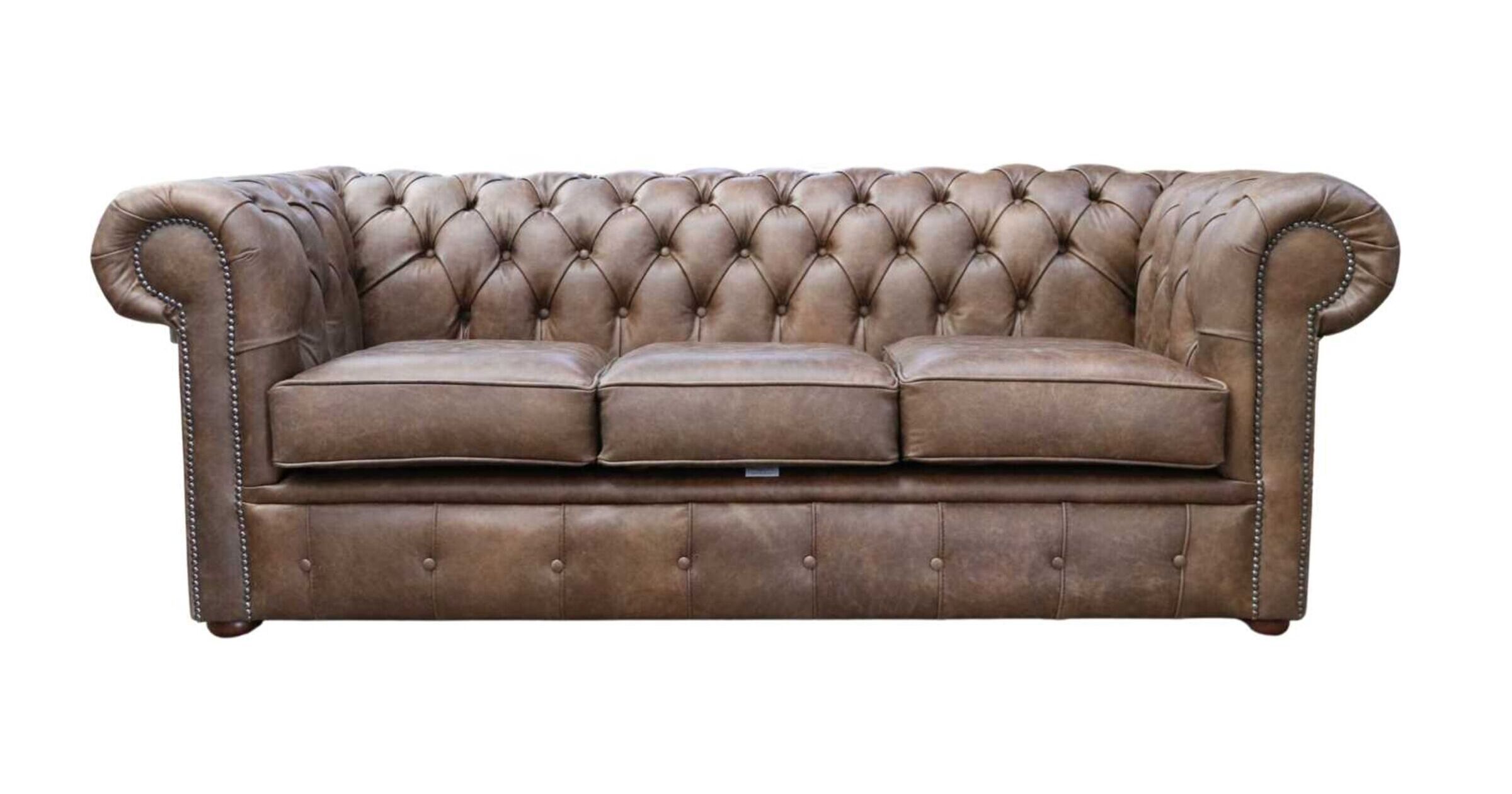 Tobacco Brown Chesterfield 3 Seater Settee sofa | DesignerSofas4U