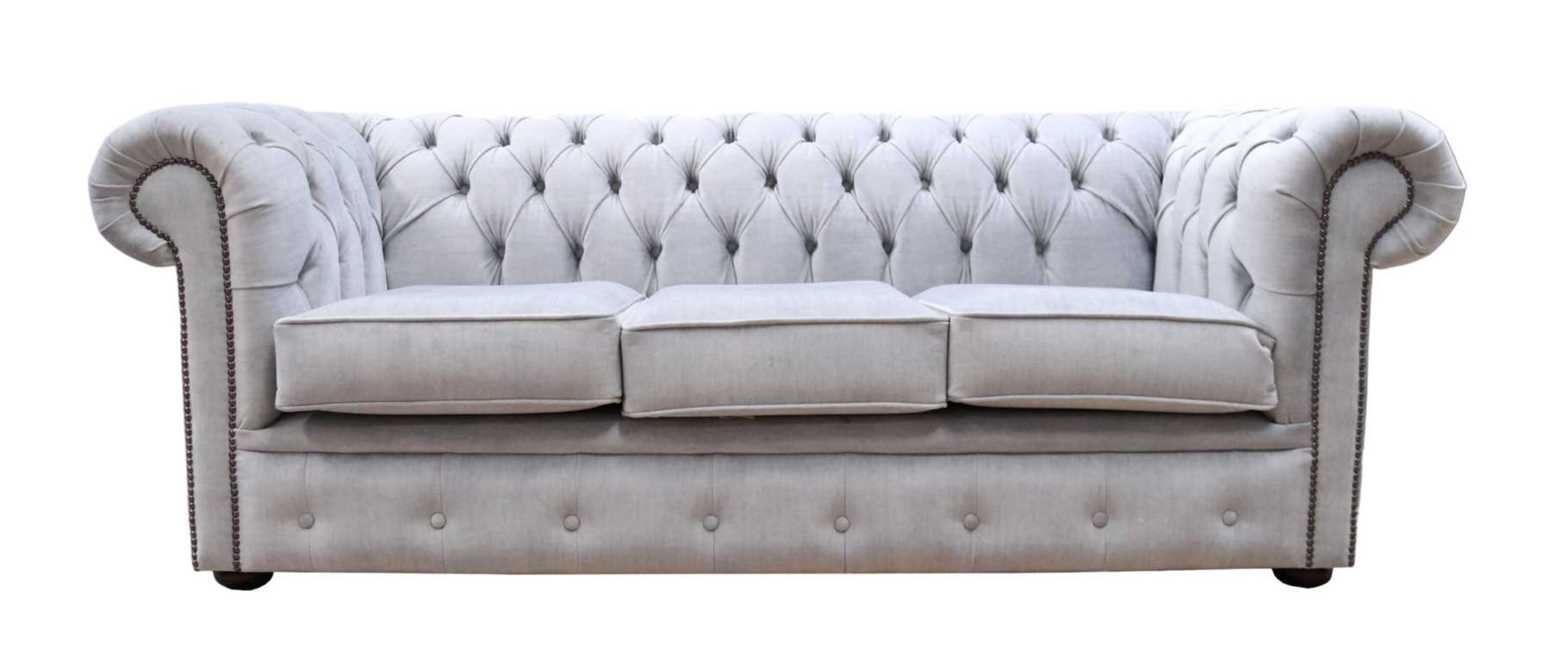 Silver Velvet Chesterfield 3 Seater sofa Settee | DesignerSofas4U