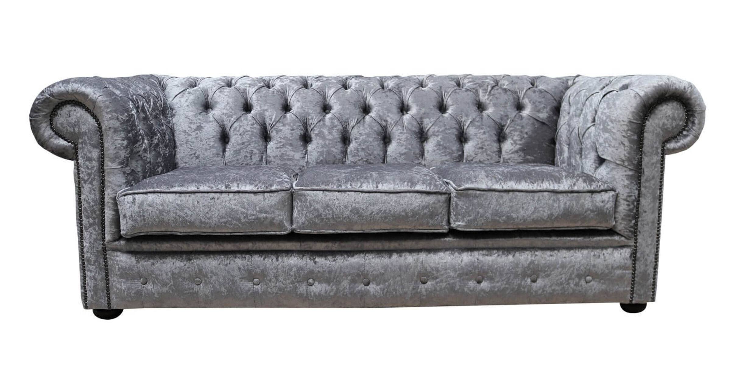 Chesterfield Silver Velvet Sofa