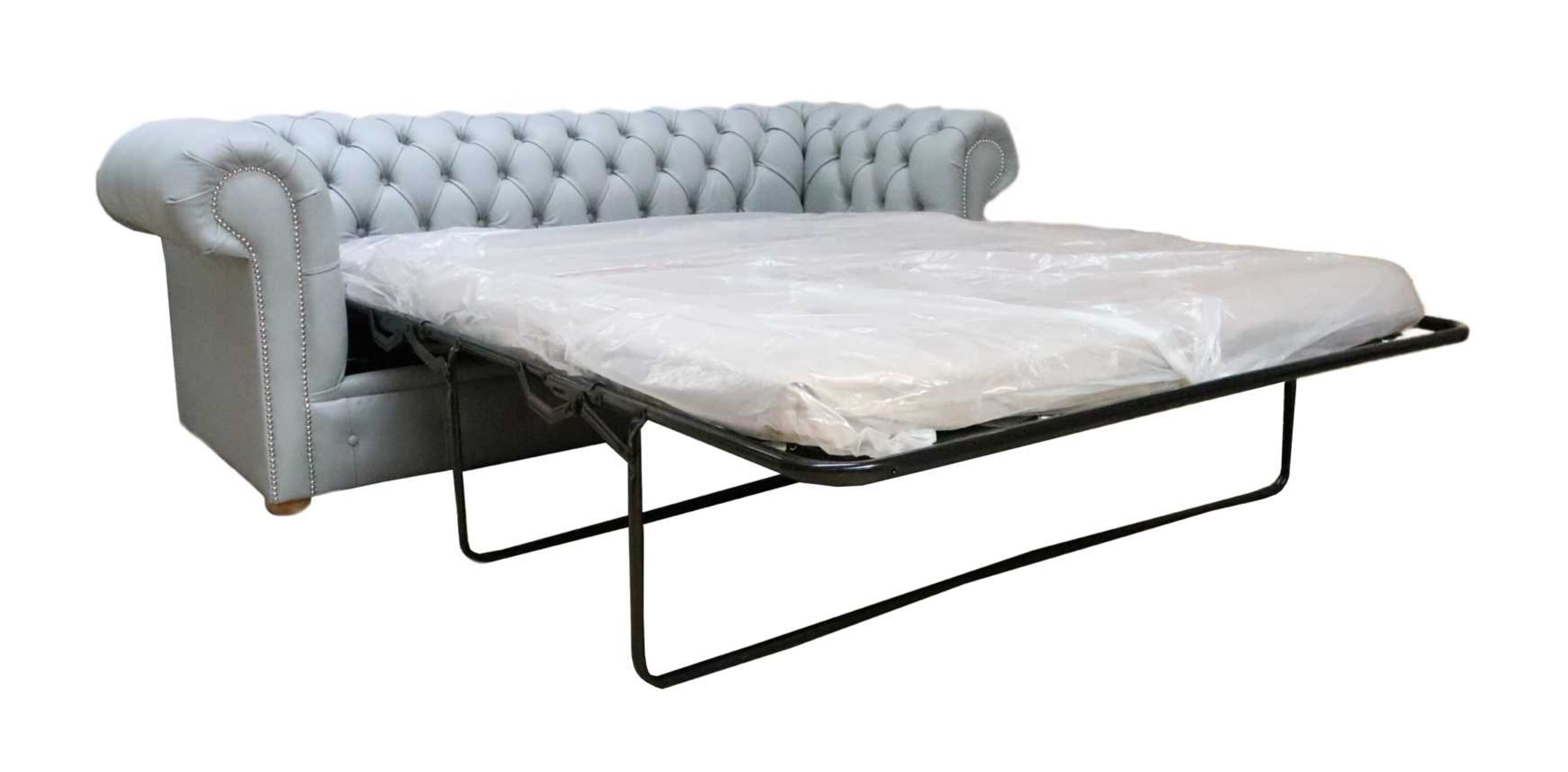 Chesterfield 3 Seater Sofa Bed Offer | Shelly Silver Grey Leather