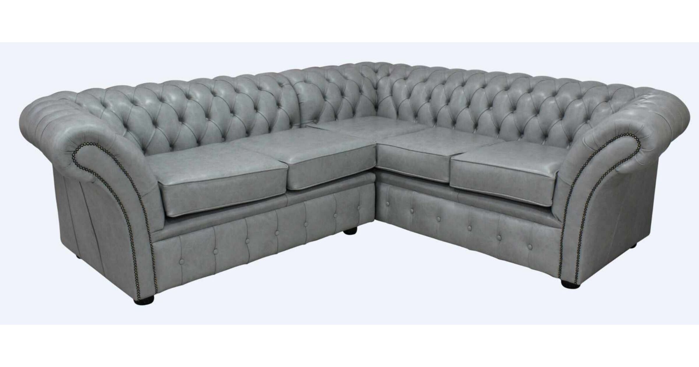 Dove Grey Leather Beauty Balmoral Square Corner Sofa