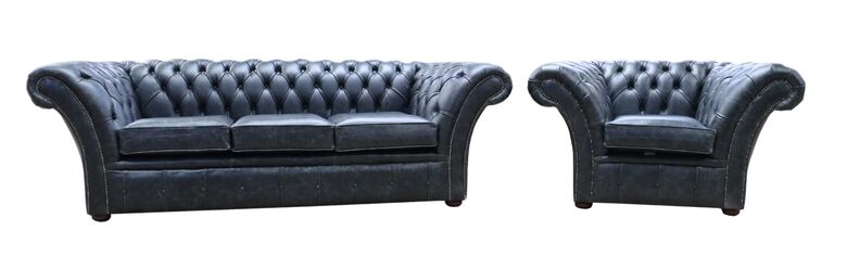 New England Black Chesterfield Balmoral 3 Seater Settee sofa | DesignerSofas4U