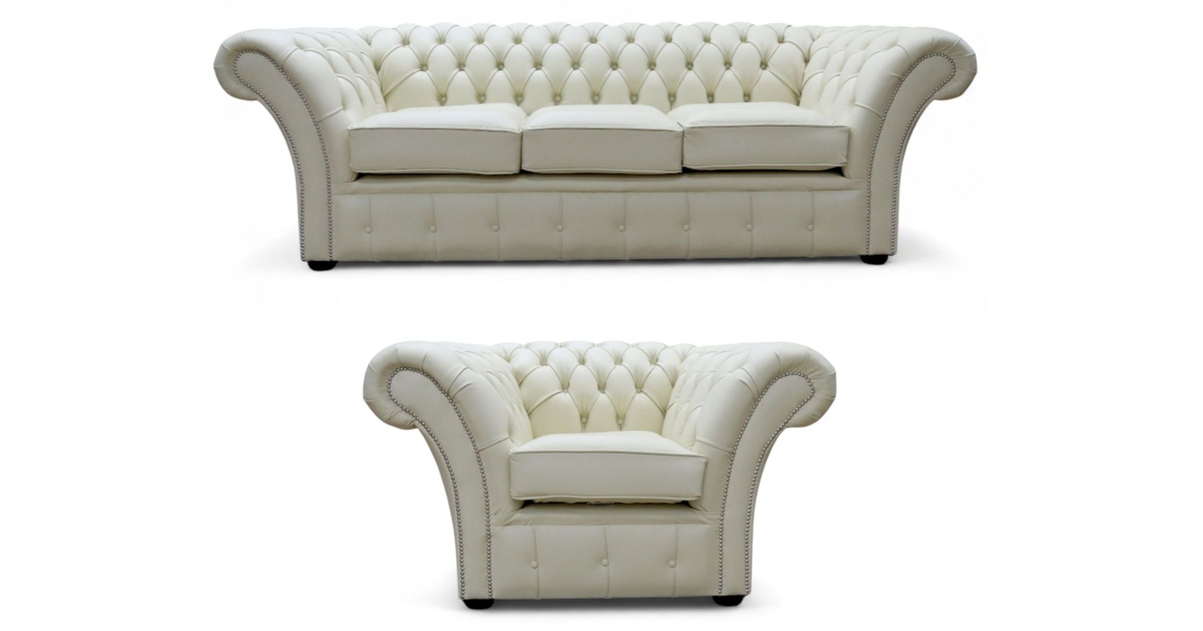 Chesterfield Balmoral 3+1 Sofa Suite – Shelly Cream Leather