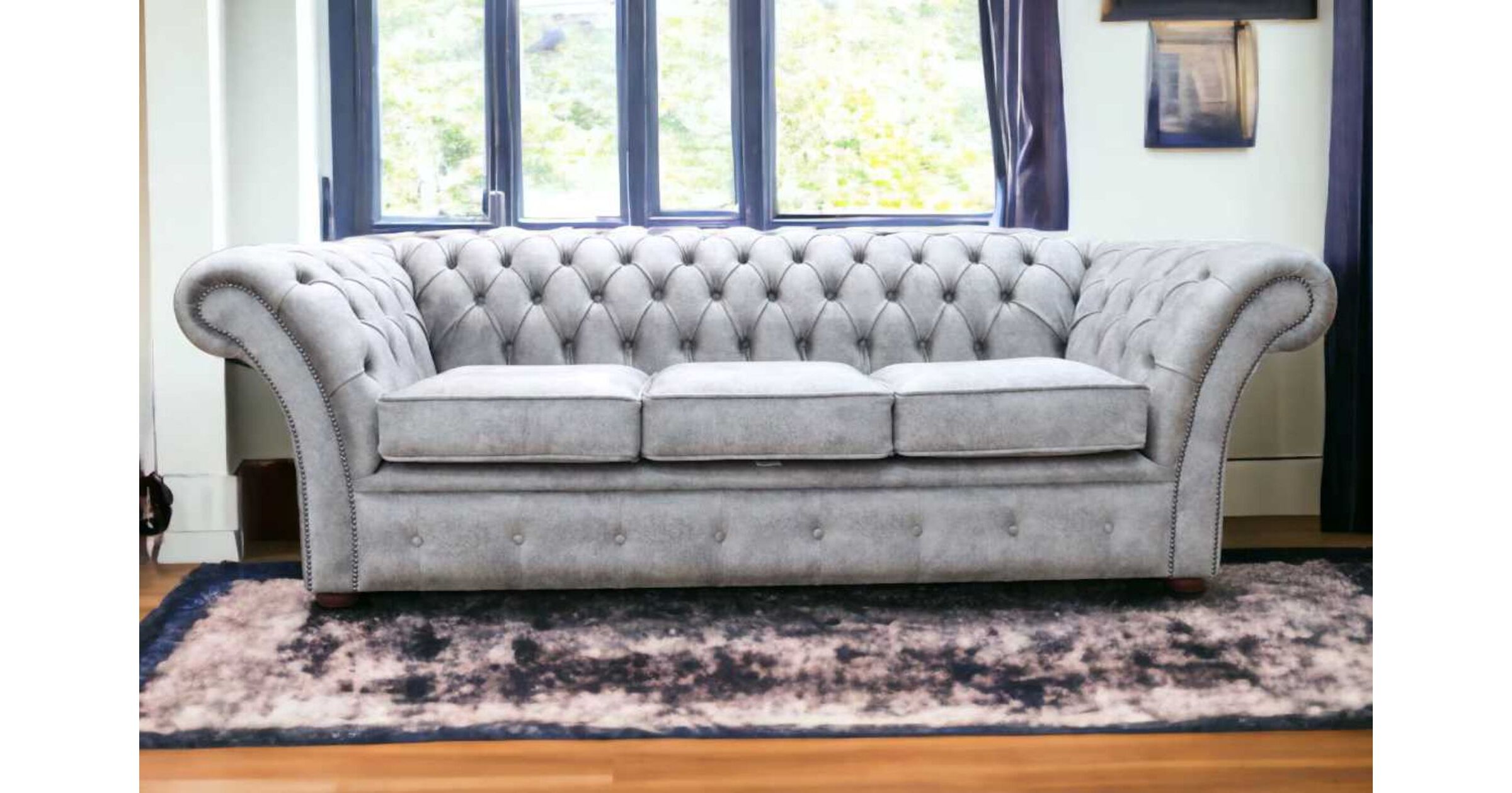 Chesterfield Balmoral 3 Seater Sofa Settee Oakland Taupe | DesignerSofas4U