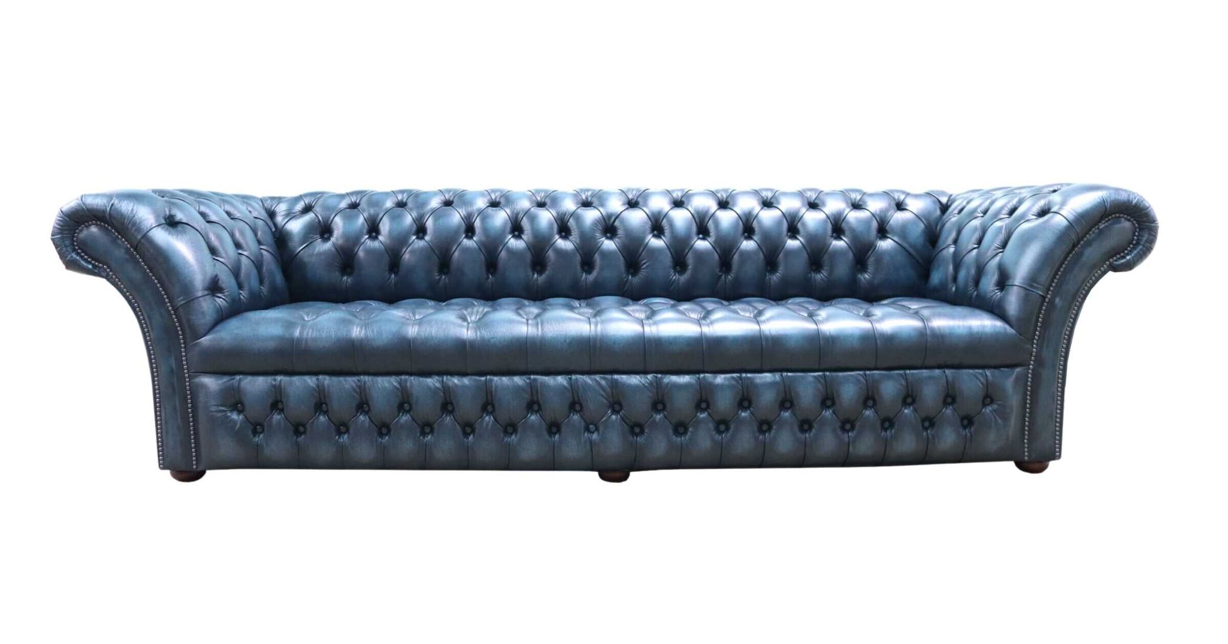 Blue leather Chesterfield Balmoral sofa | DesignerSofas4U