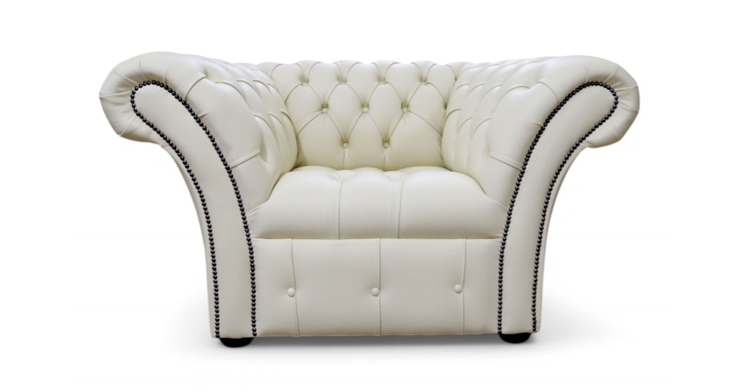 Chesterfield Cream Leather Buttoned Seat Armchair - DesignerSofas4U Store