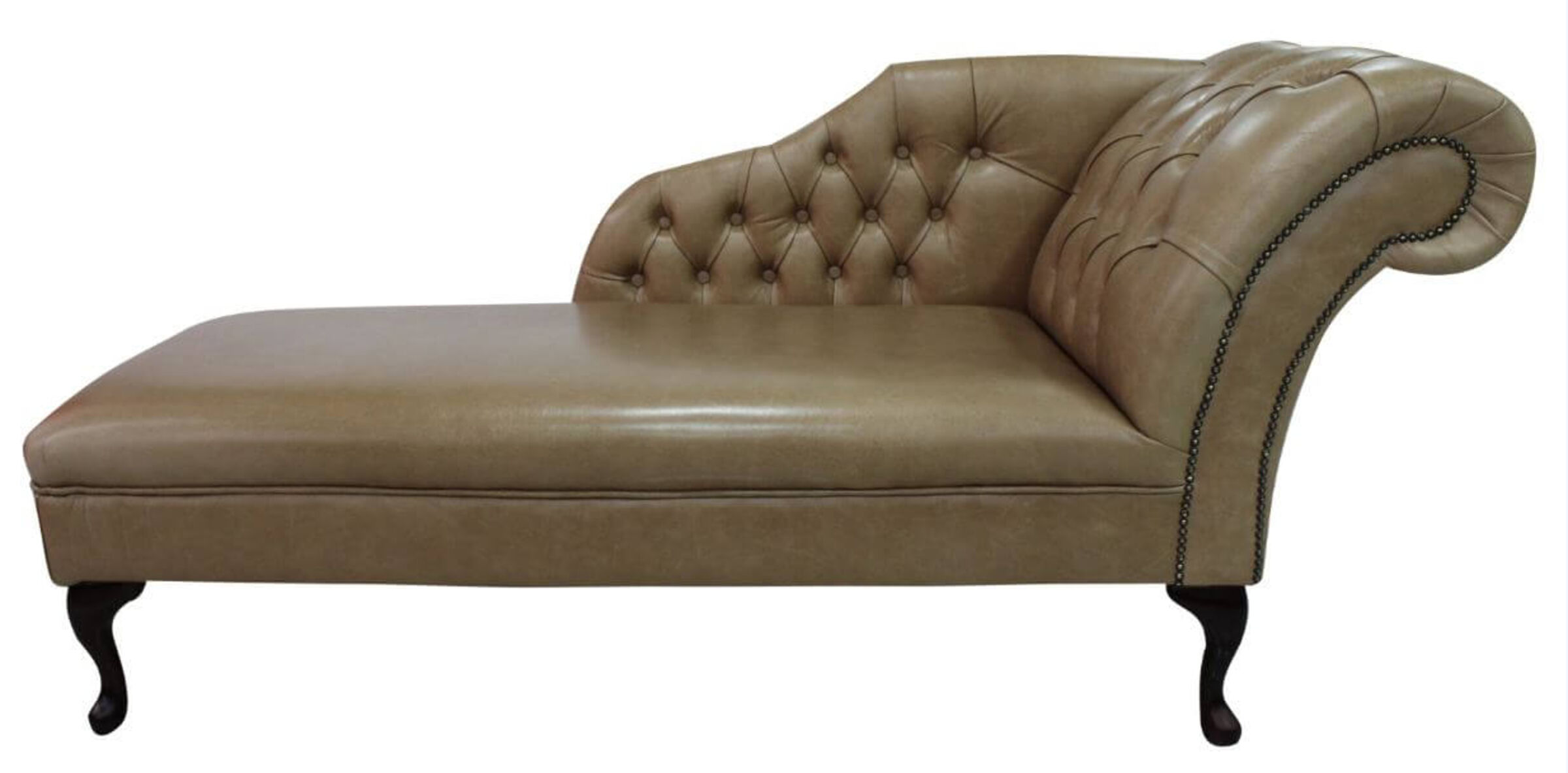 Old English Parchment Leather Chesterfield Chaise Lounge Day Bed