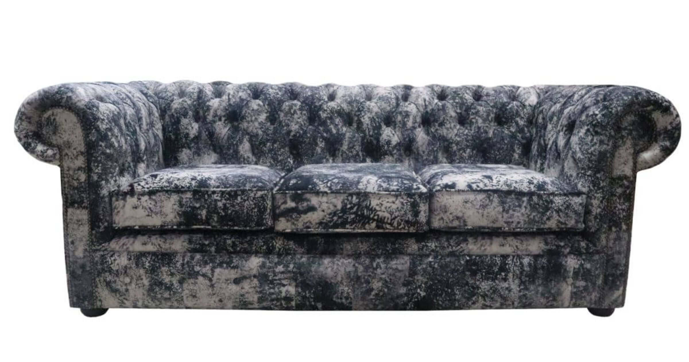 Chesterfield Soft Fabric Sofa Abstract Print 3 Seater