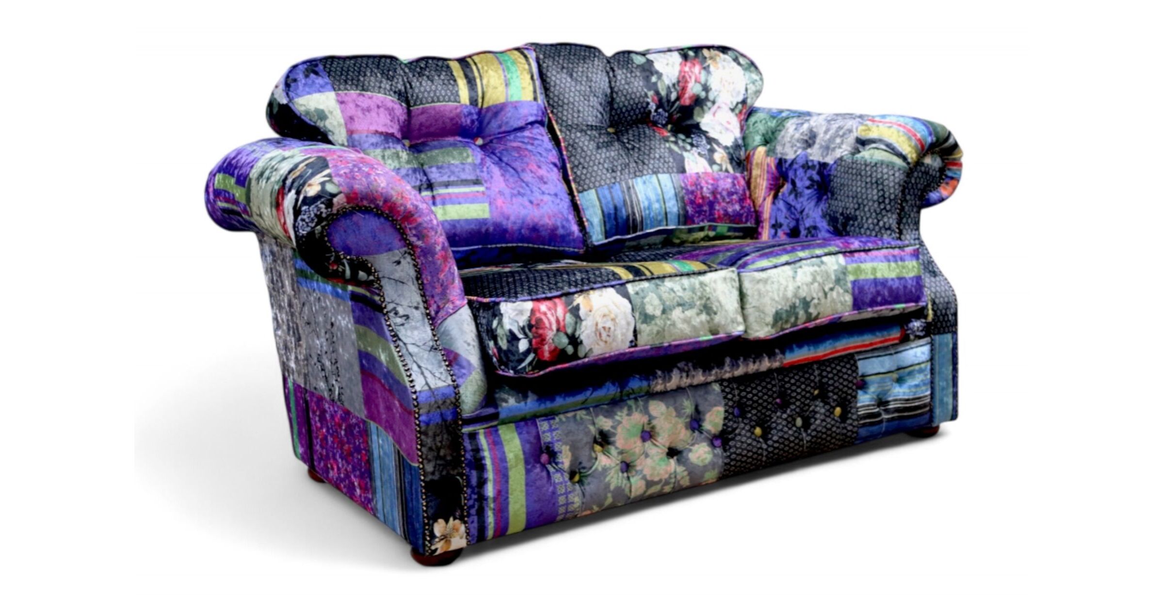 Era 2 Seater Chesterfield Sofa Settee London Patchwork Velvet