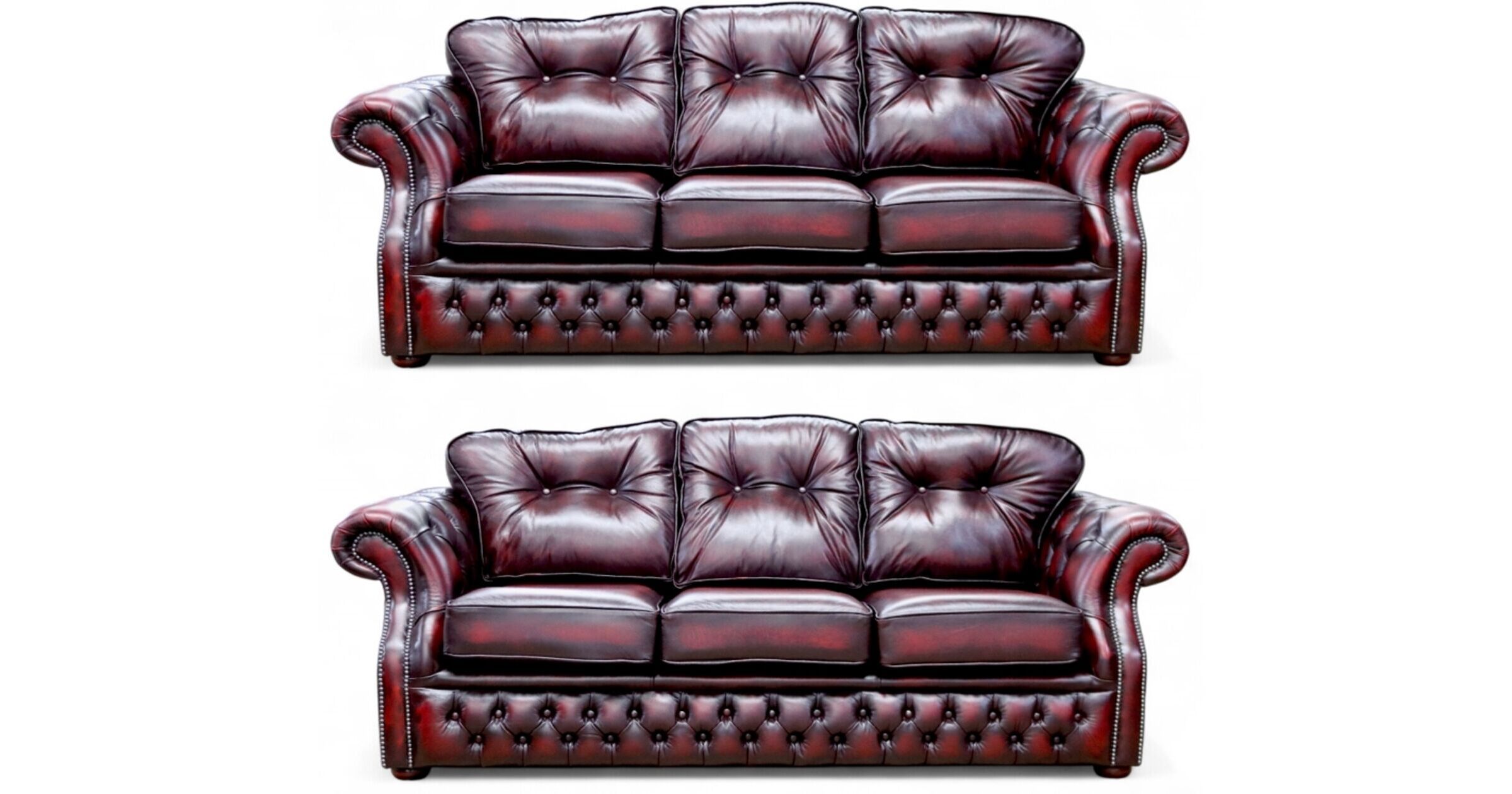Chesterfield Era 3+3 Antique Oxblood Leather Sofa Suite | Designer Sofas4u