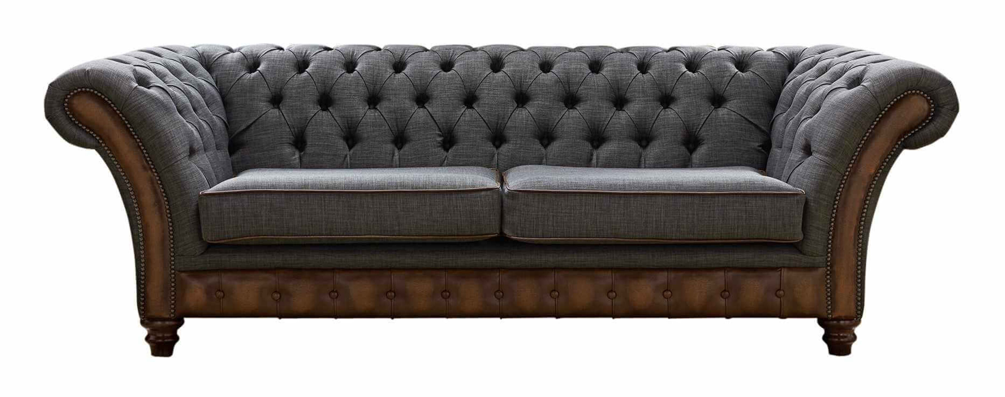Marinello Pewter Antique Tan Leather Jepson 3 Sofa