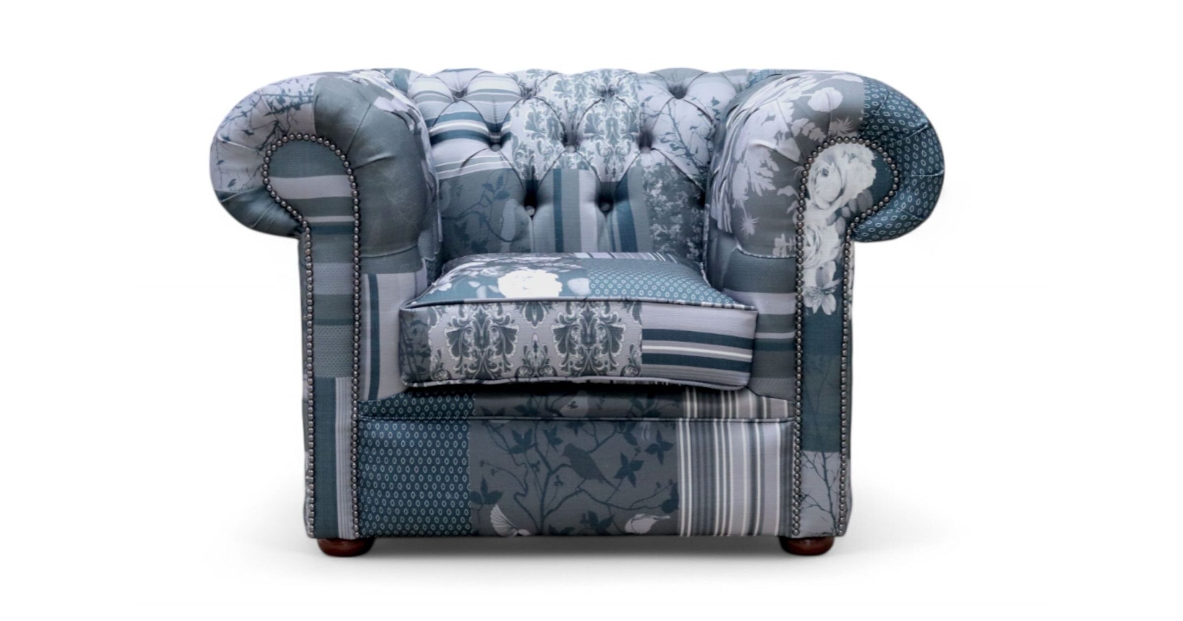 Grey Patchwork Fabric Club Chair Your Stylish Choice with Chesterfield