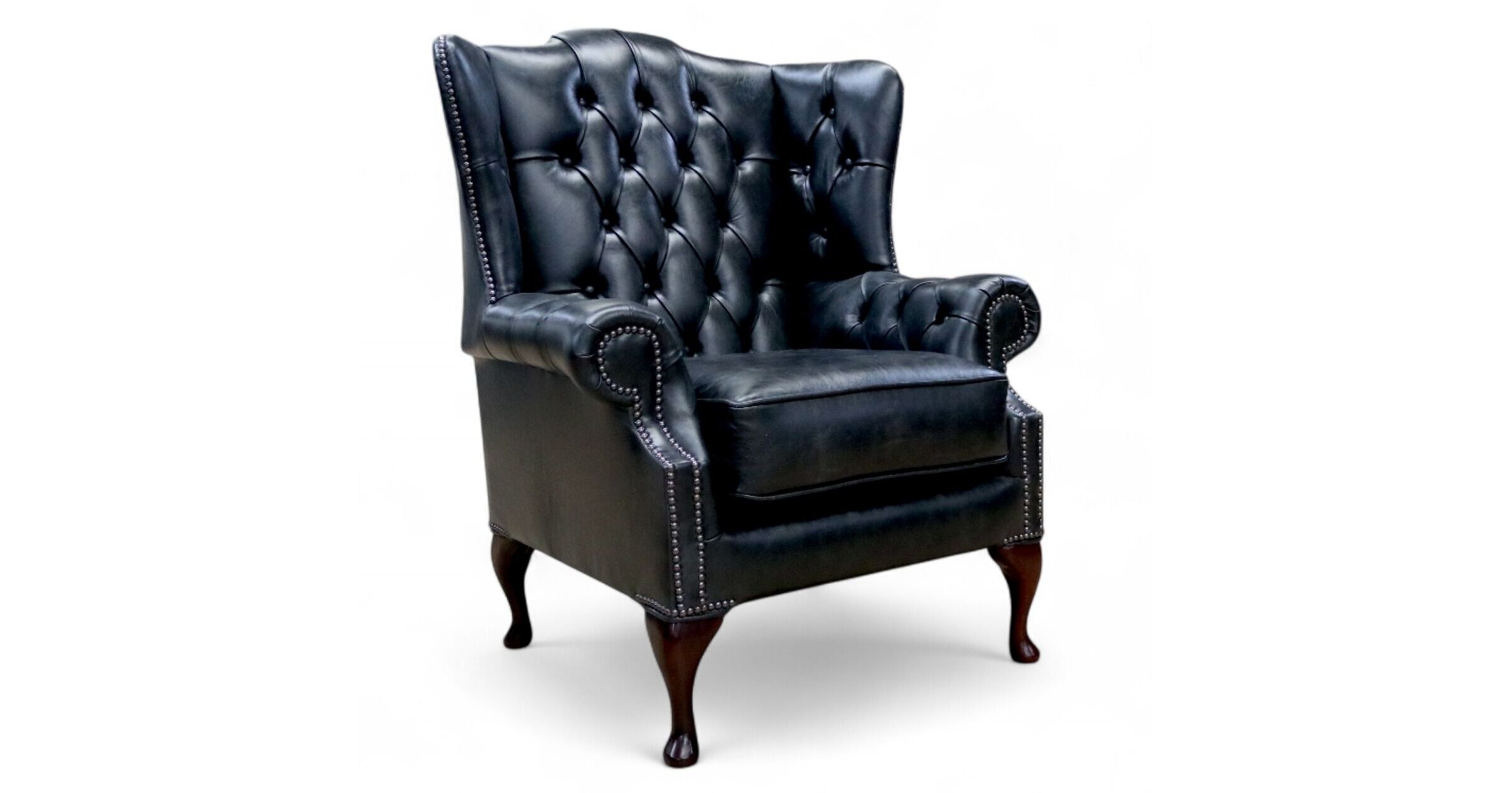 Chesterfield Ludlow High Back Wing Chair Old English Black Leather
