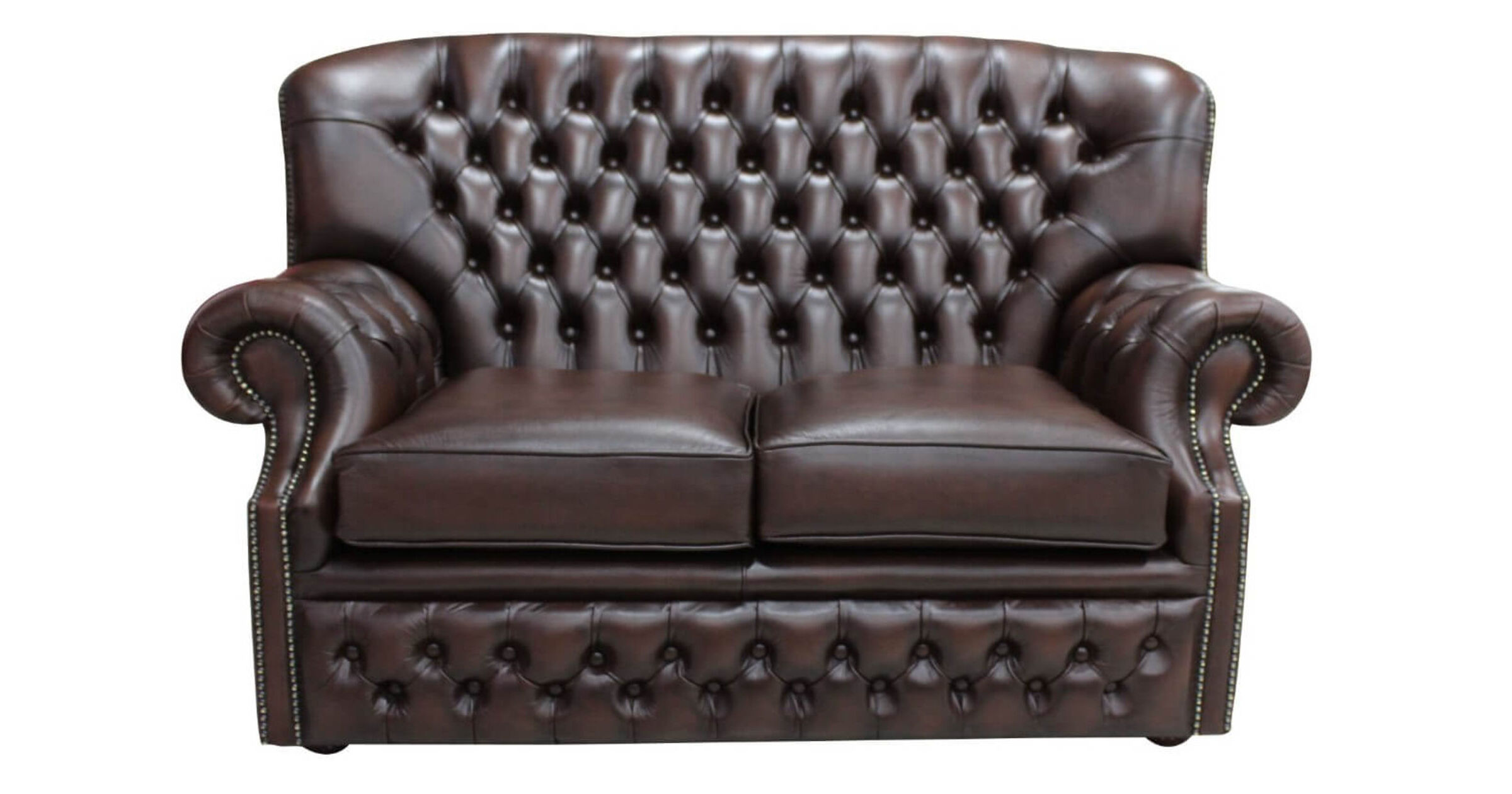 Monks Chesterfield Exclusive Offer on 2-Seater Brown Leather Sofa