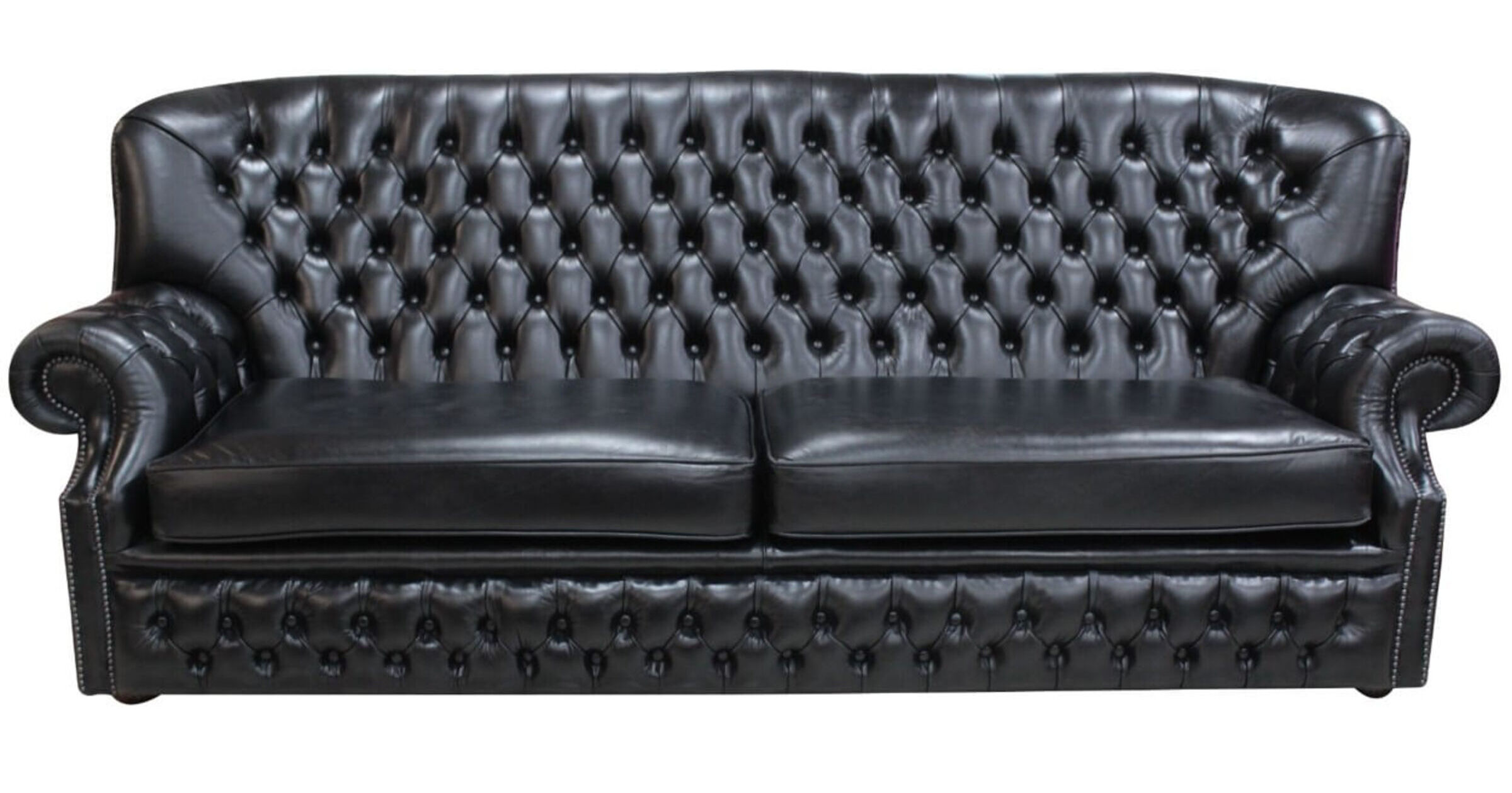 Monks 4-Seater Sofa Black Leather Elegance with Special Offer