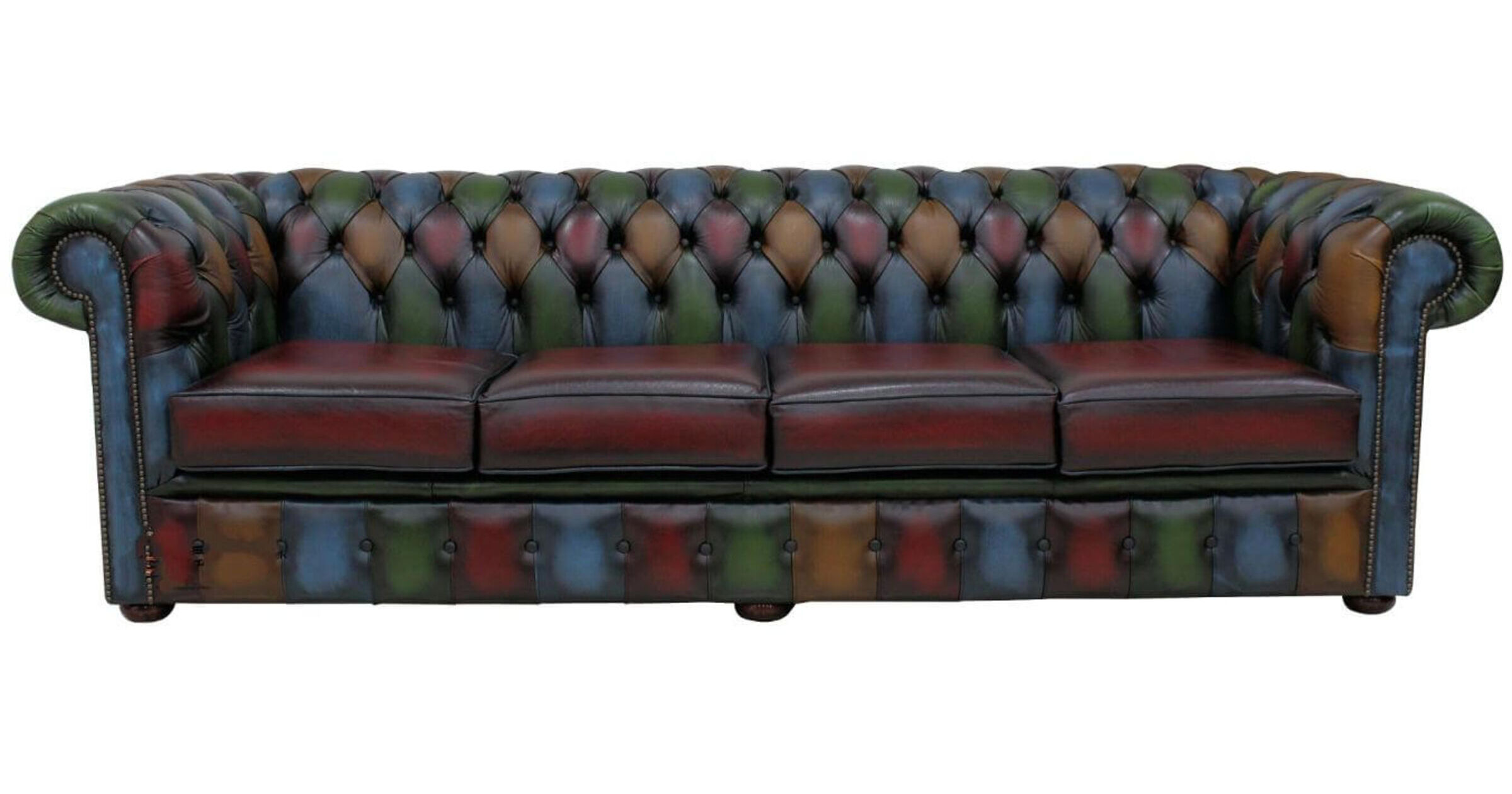Chesterfield Patchwork Antique 4 Seater Settee Leather Sofa - Exclusive ...