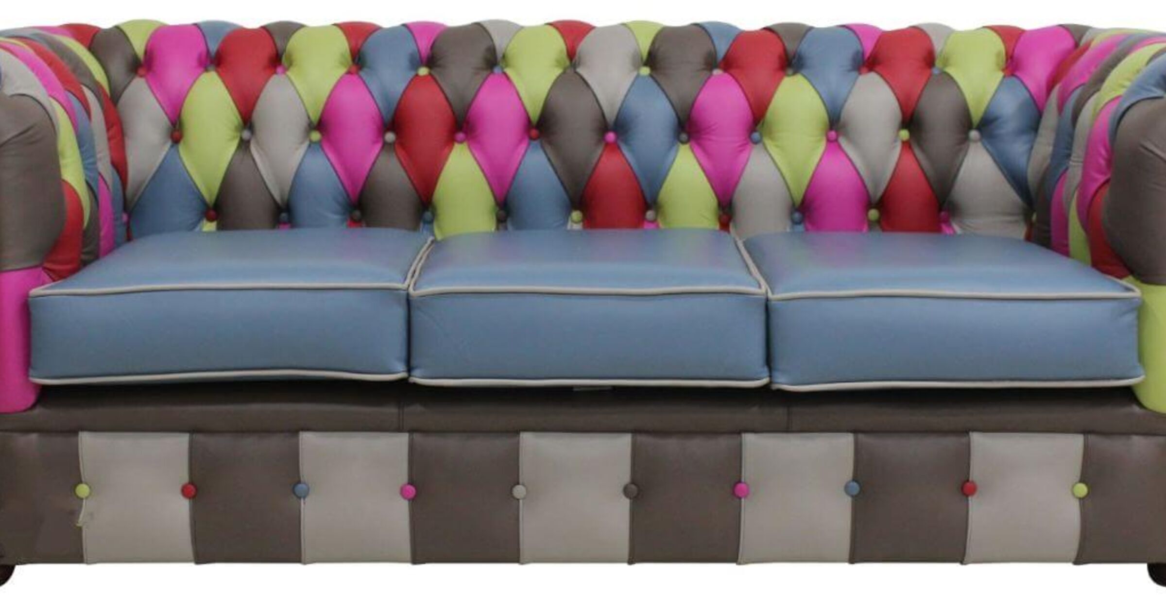 Chesterfield Patchwork Vele 3 Seater Settee Leather Sofa Offer