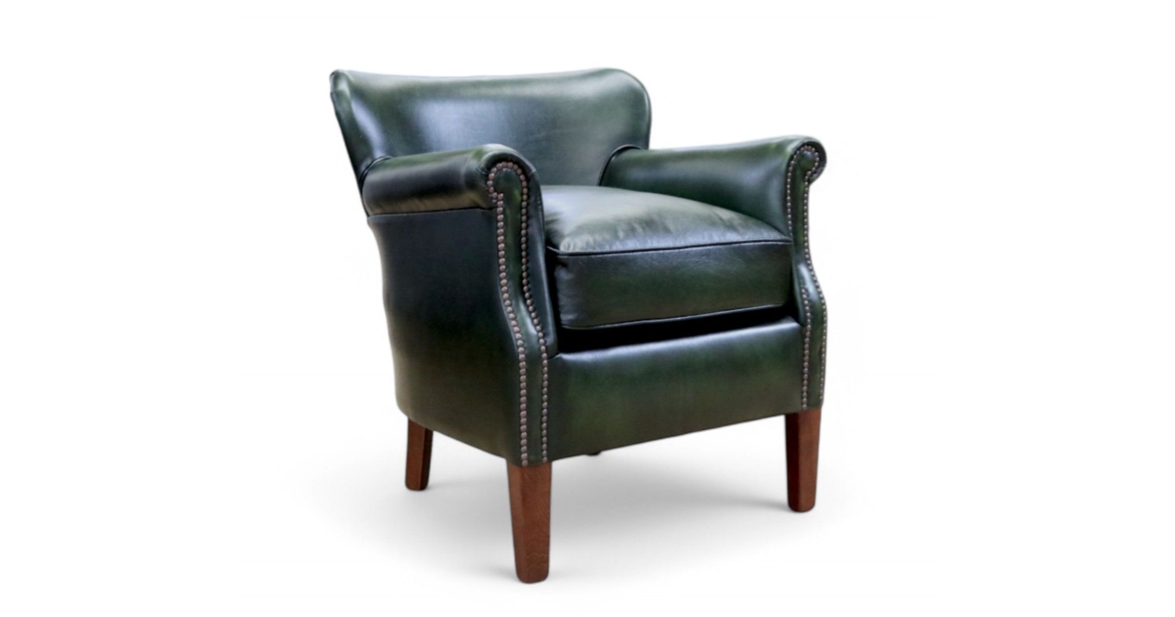 Classic Elegance Professor Antique Green Leather Armchair