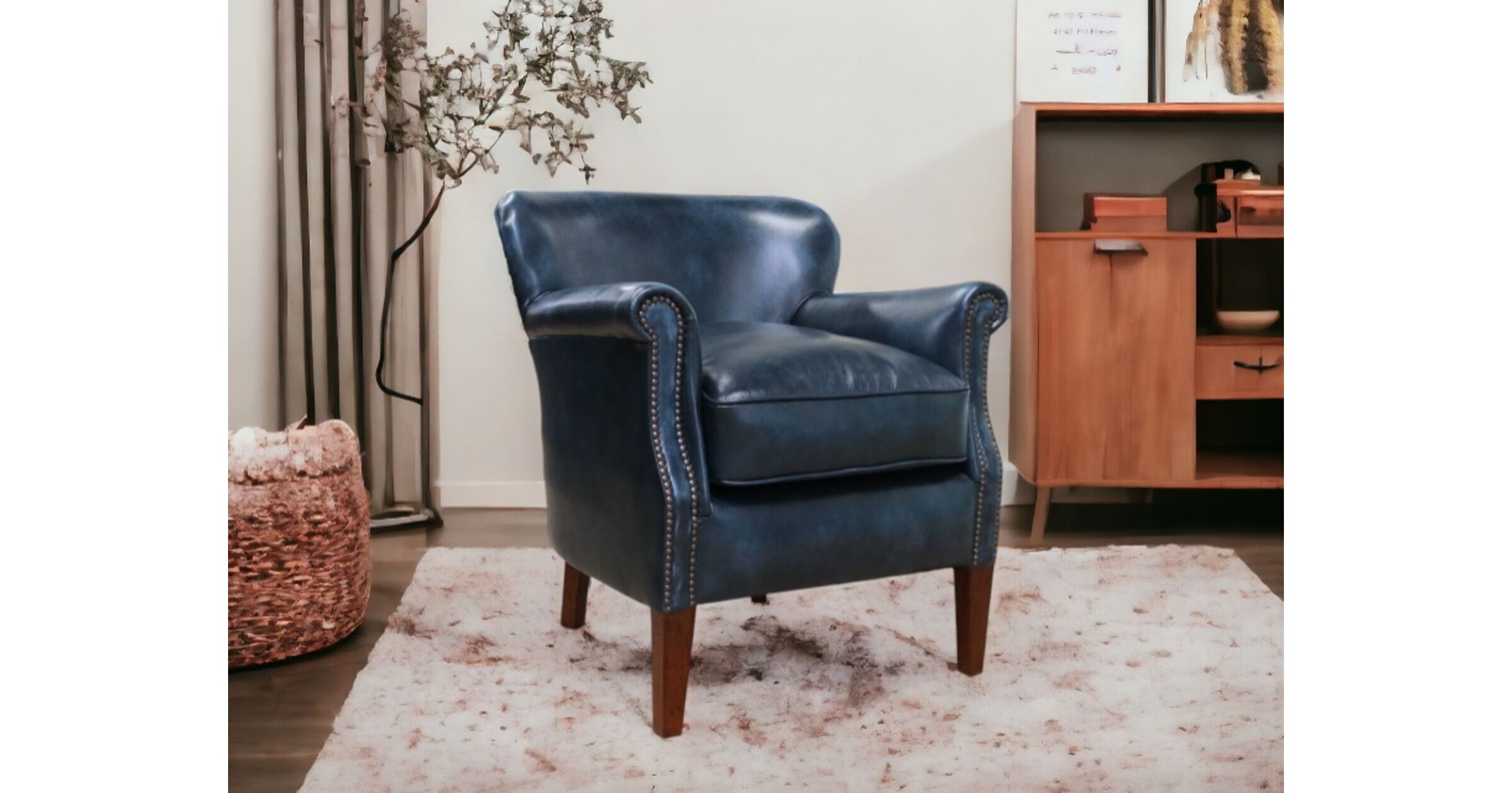Timeless Appeal Professor Antique Blue Leather Armchair