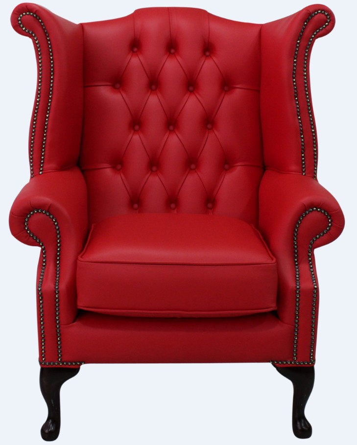 Flame Red Chesterfield High Back Wing chair | DesignerSofas4U
