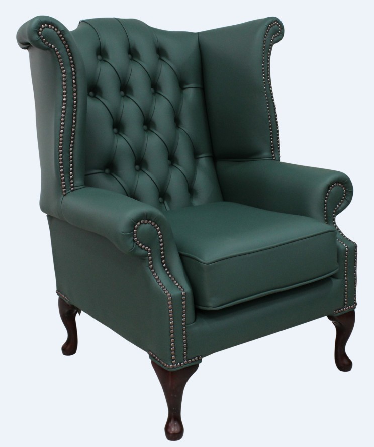 Jade Green Leather Wing Chair The Perfect Blend of Tradition and Luxury