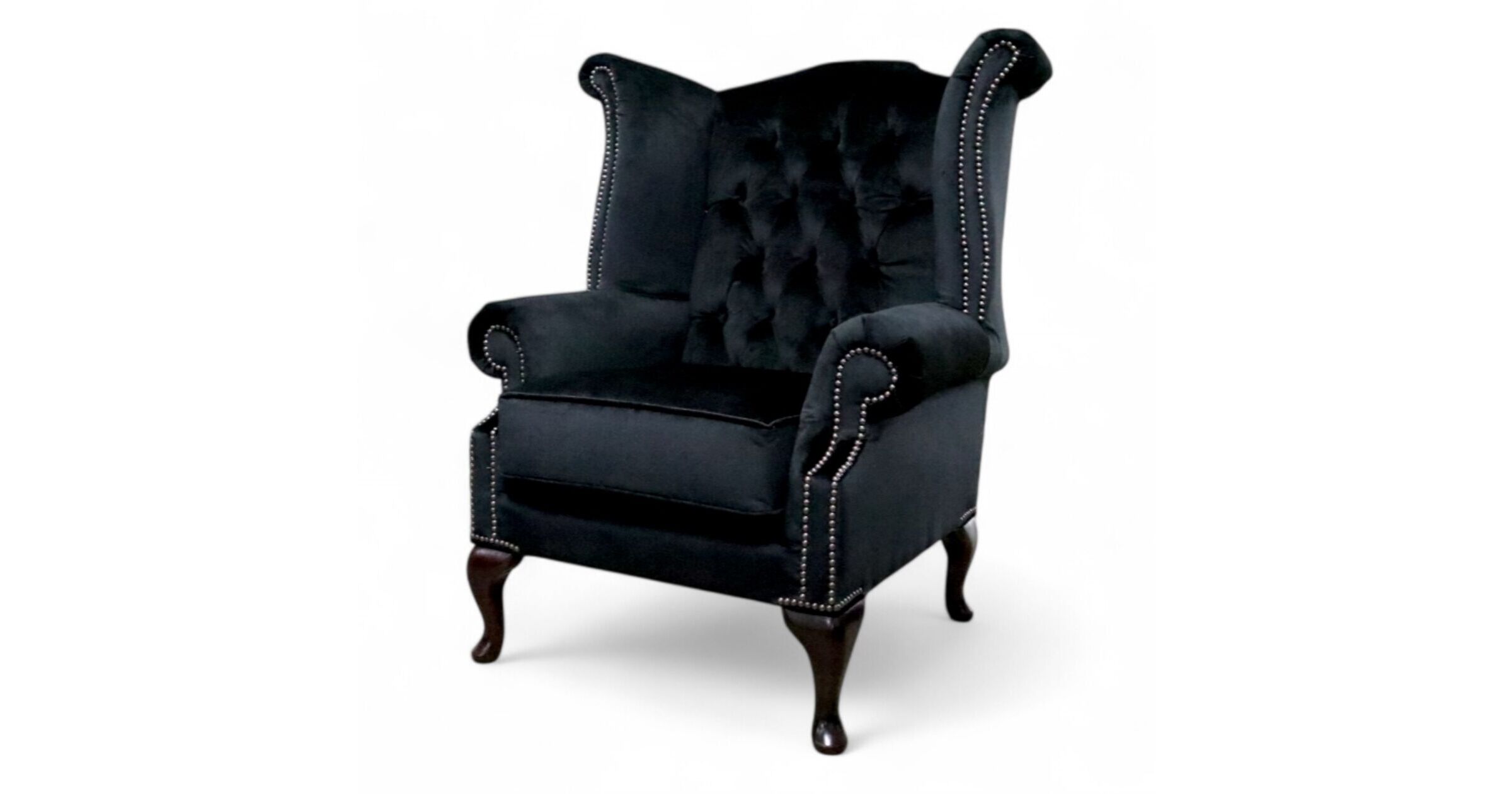 Black Fabric Chesterfield High Back chair | DesignerSofas4U