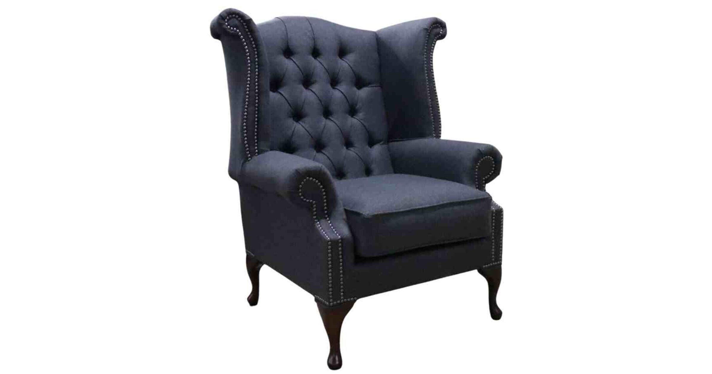 Charcoal Fabric Chesterfield Georgian High Back chair | DesignerSofas4U