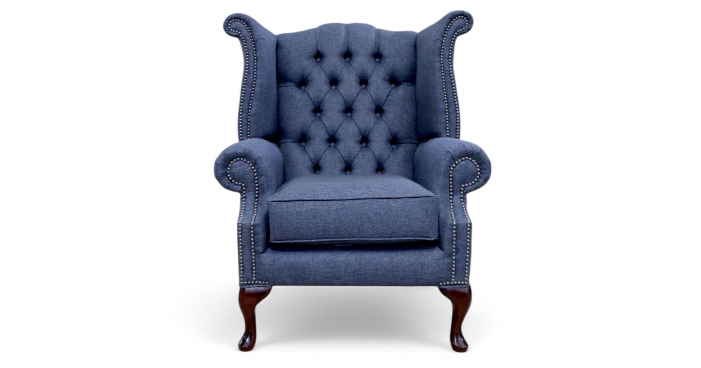 Granite Fabric Chesterfield Georgian High Back chair | DesignerSofas4U