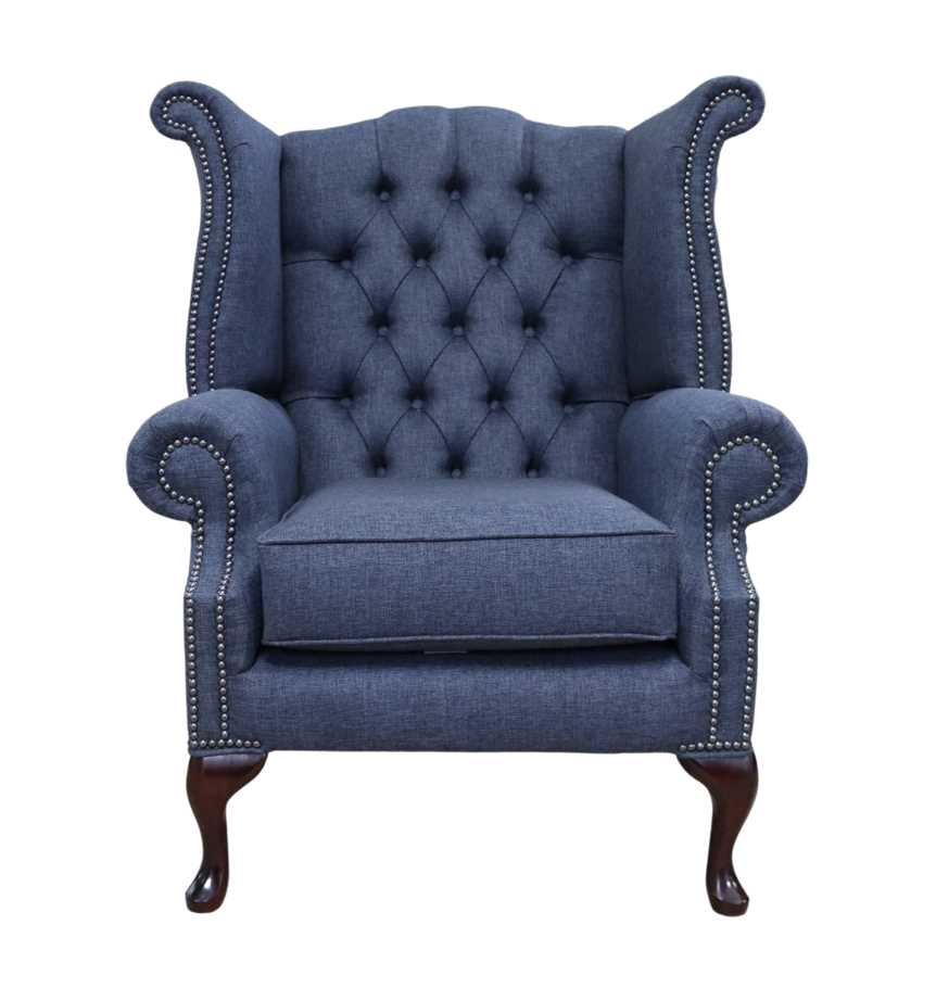 Granite Fabric Chesterfield Georgian High Back chair | DesignerSofas4U