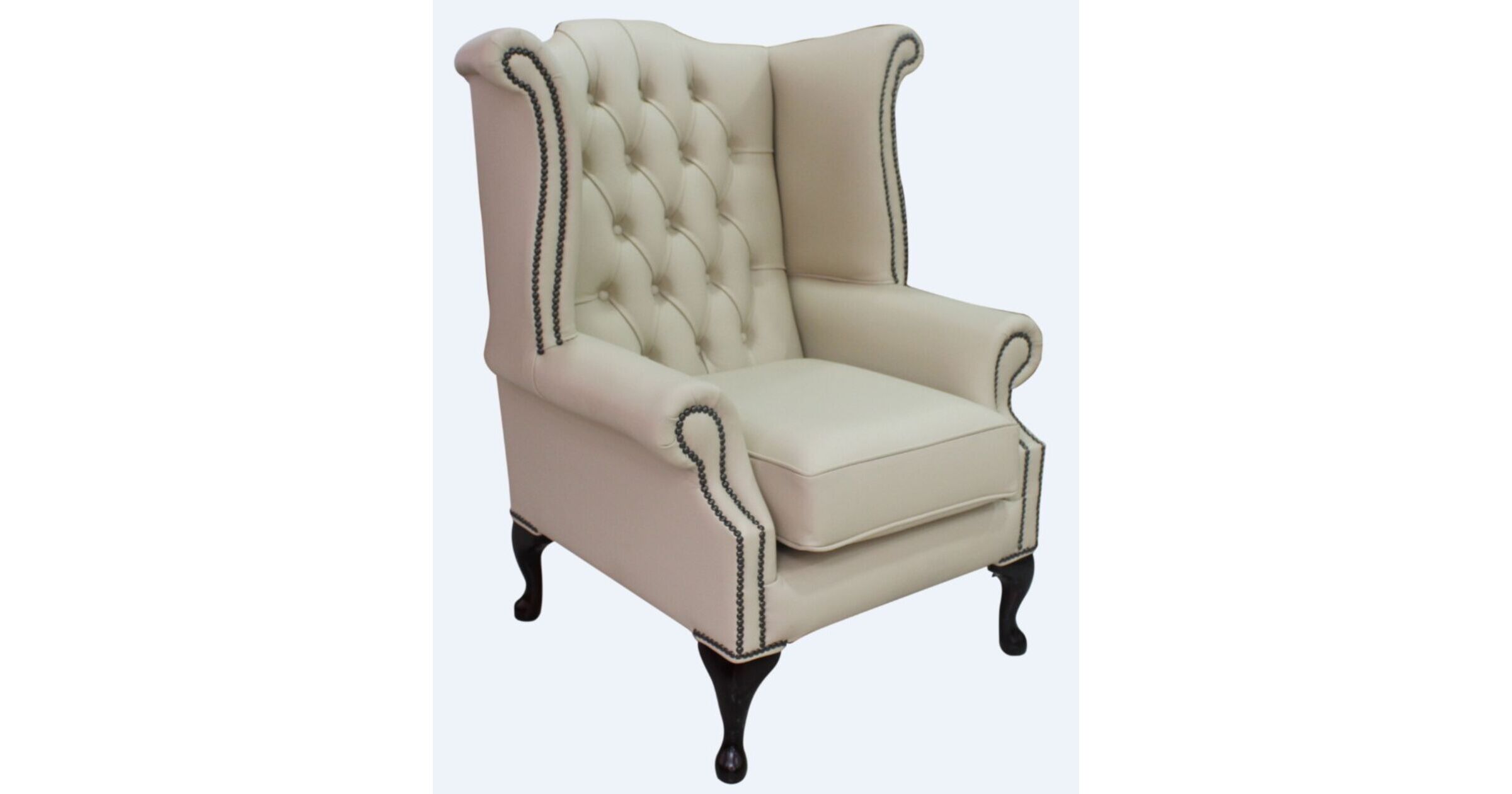 Chesterfield High Back Wing chair Ivory Cream | DesignerSofas4U