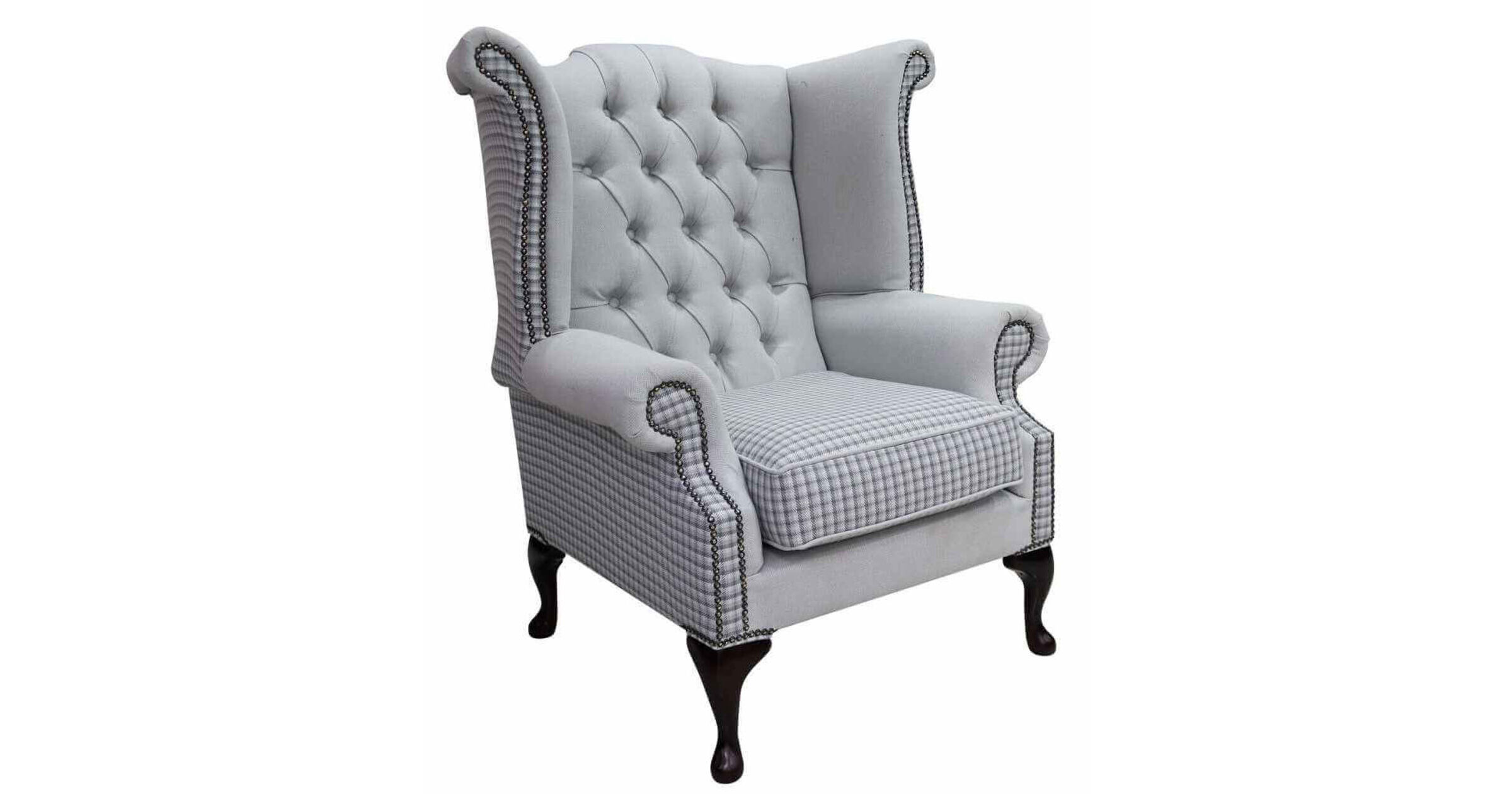 Quattro Sky Fabric Chesterfield High Back Wing chair | DesignerSofas4U