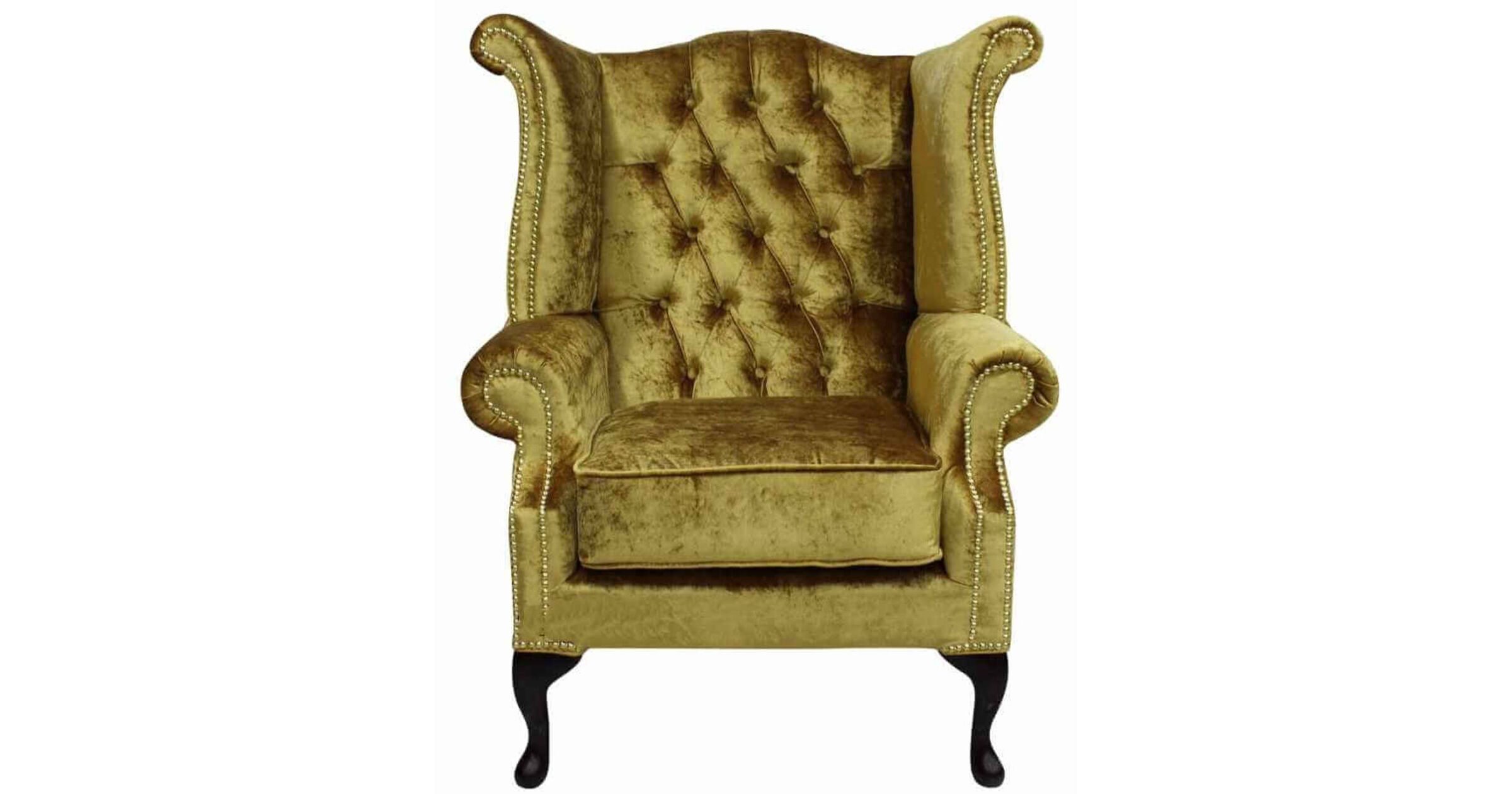 Gold Velvet Chesterfield High Back Wing chair | DesignerSofas4U