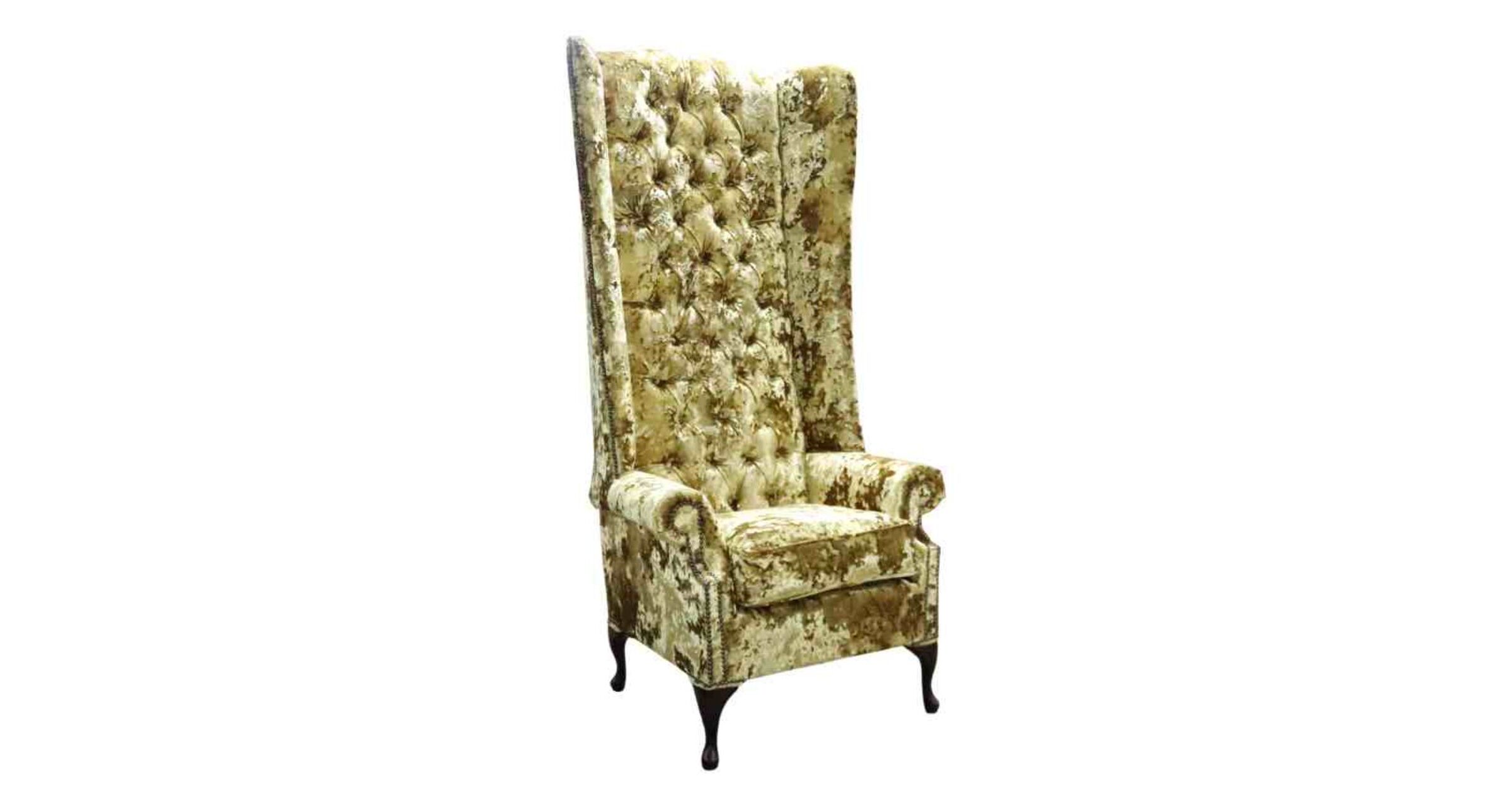 Gilded Velvet Chesterfield Soho High Back Wing chair | DesignerSofas4U