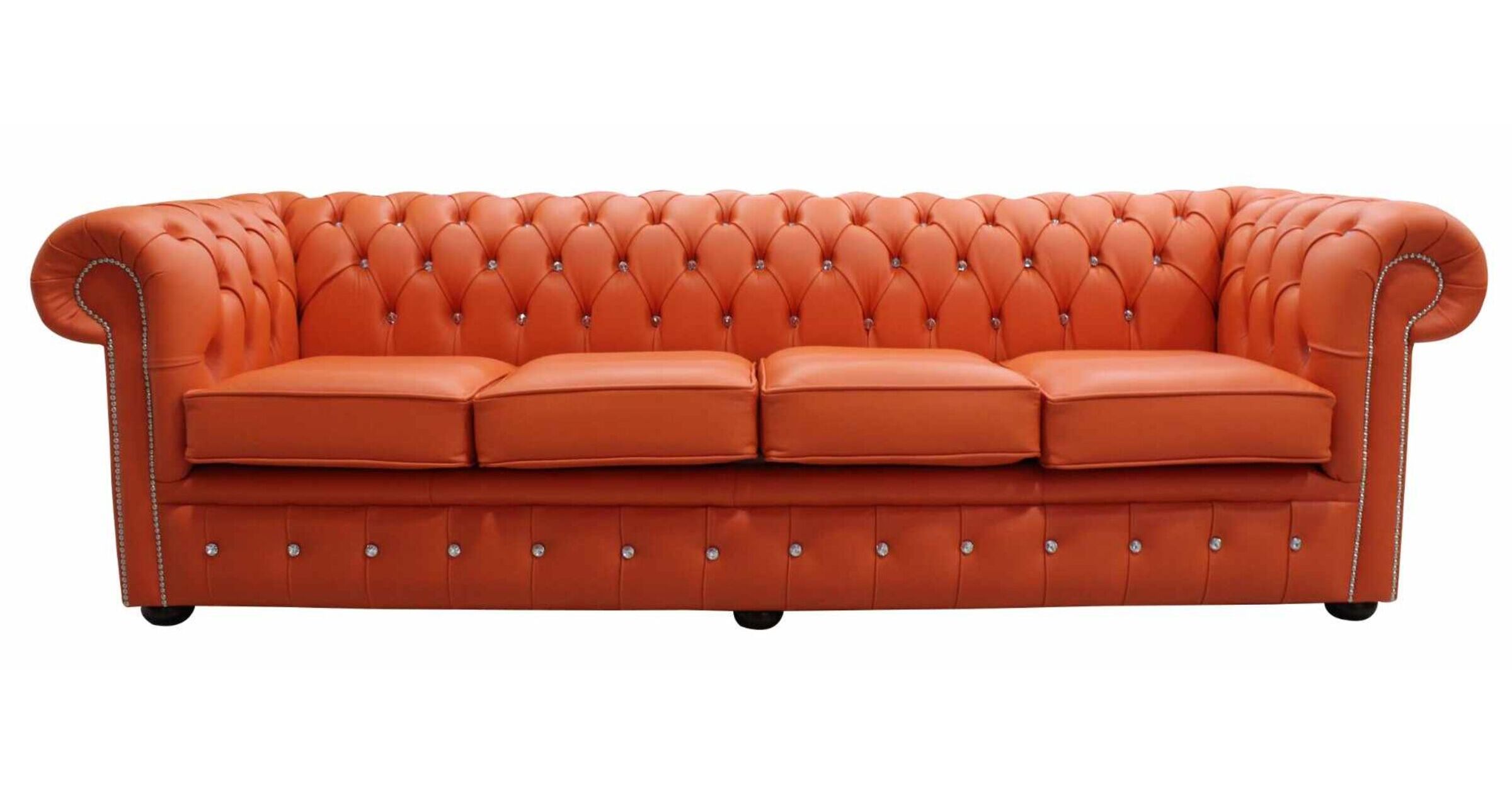 DesignerSofas4U | Buy Orange leather Chesterfield sofa UK